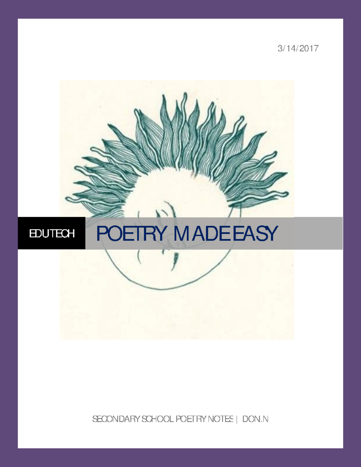 Poetry Notes - Revision - 3/ 14/ 2017 SECONDARY SCHOOL POETRY NOTES ...