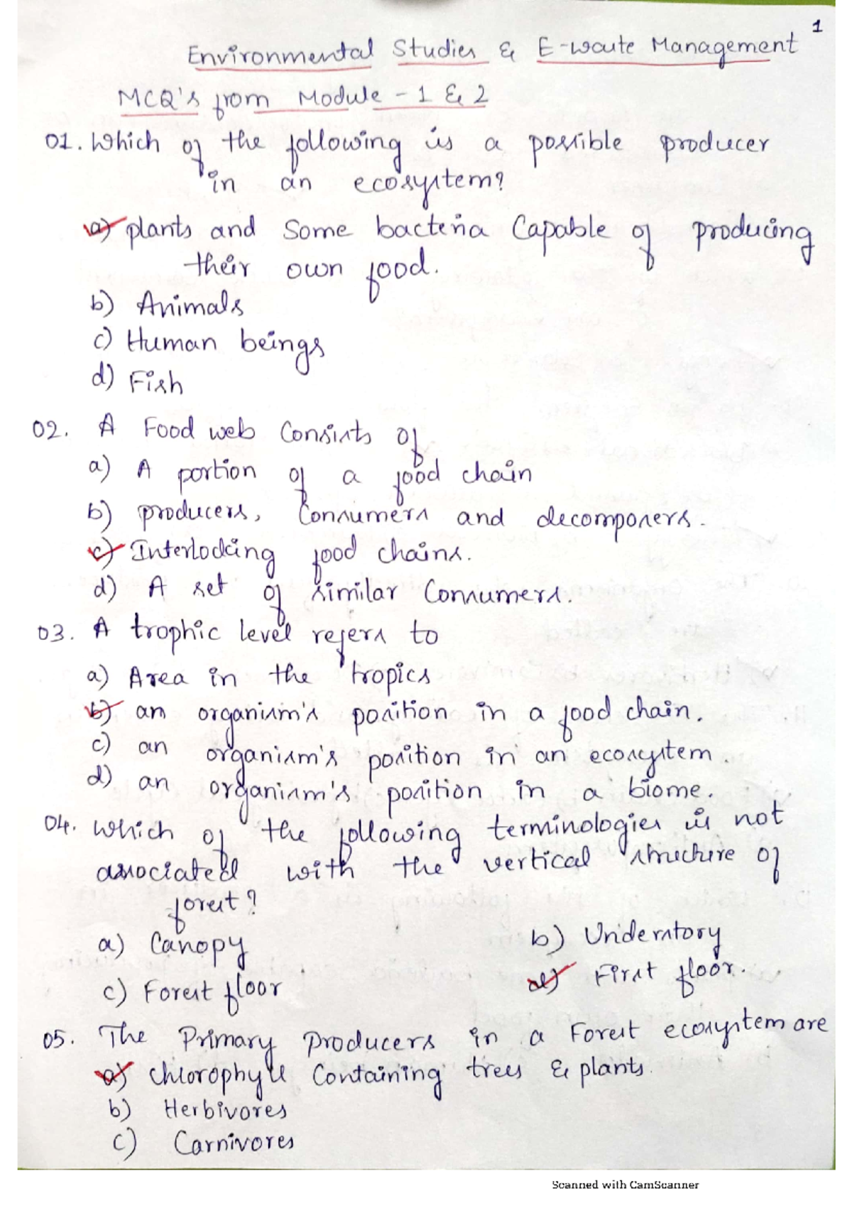 EVS MCQs Module-1, 2 - 2022 Scheme - 1 Environmental Studies E ...