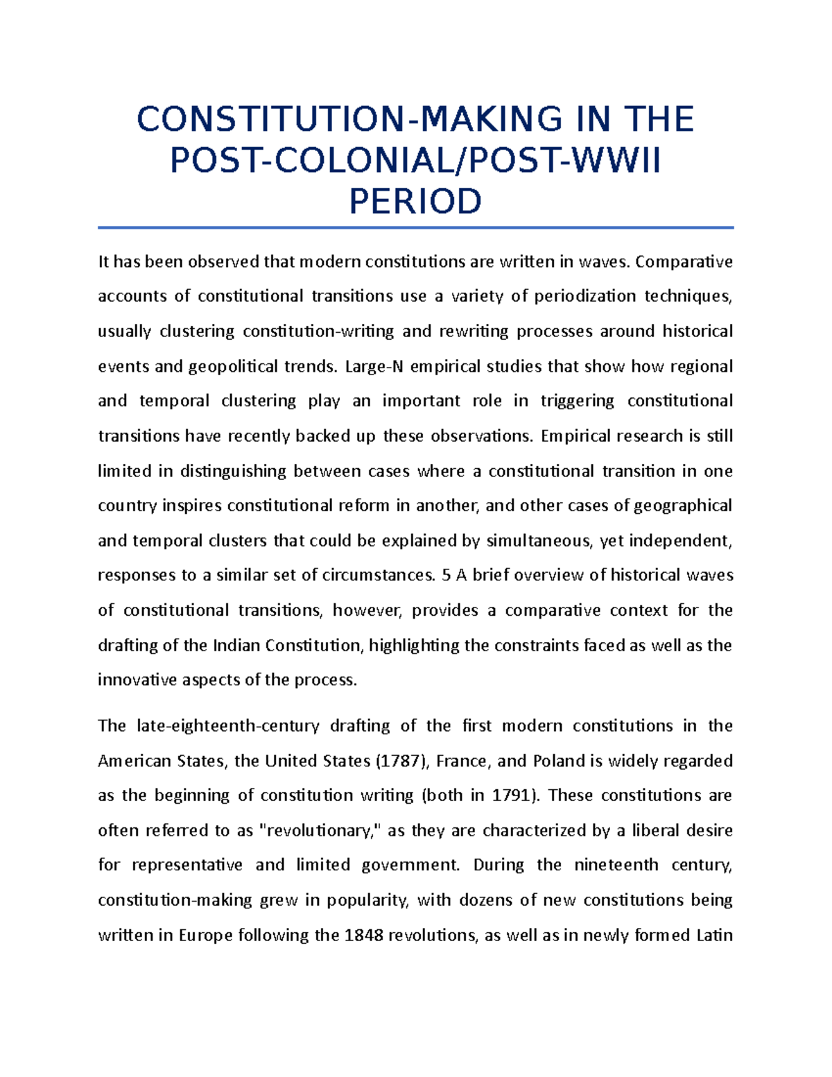 Constitution Making IN THE POST- Colonial Period - CONSTITUTION-MAKING ...