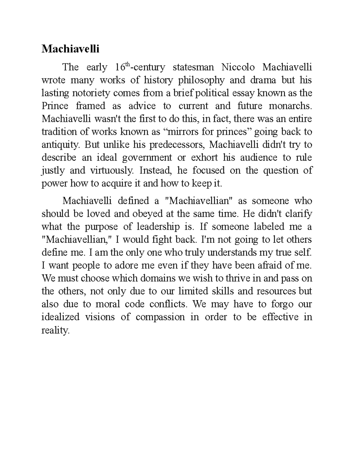 Machiavellian Theory - Machiavelli The early 16th-century statesman ...
