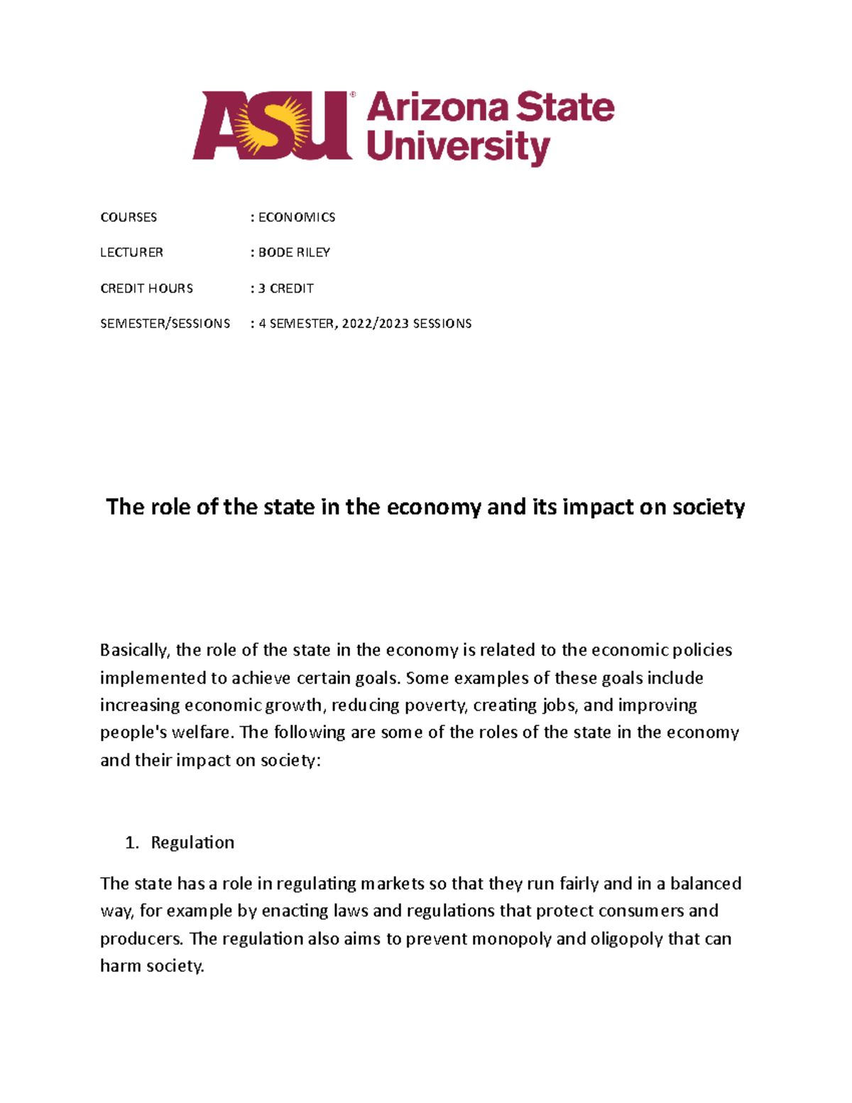 The role of the state in the economy and its impact on society ...