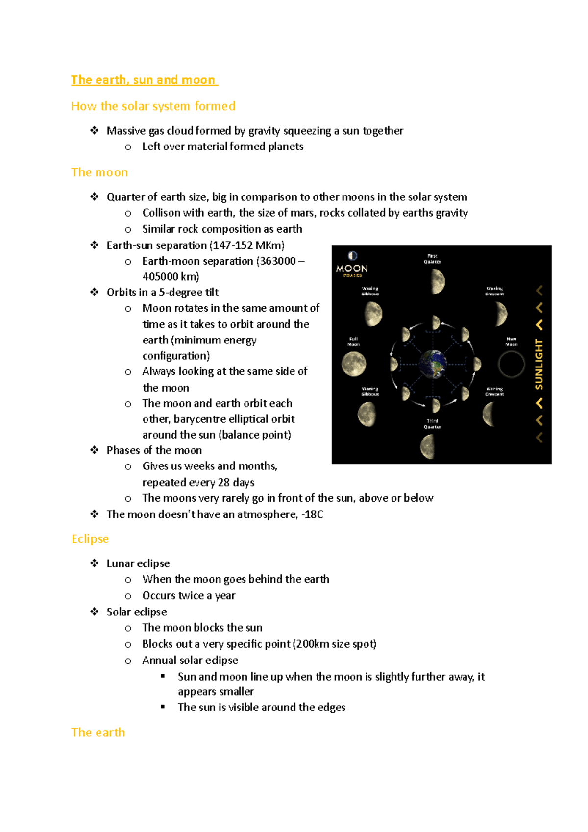 Lecture 4 the earth sun and moon - The earth, sun and moon How the ...