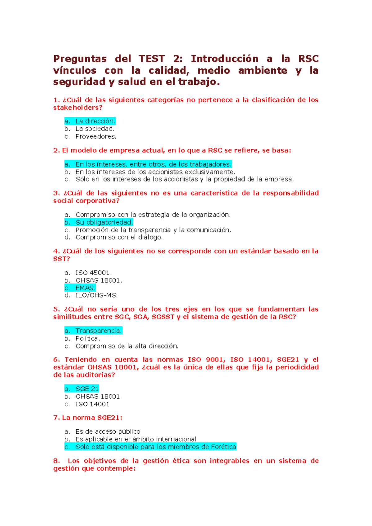 Preguntas Carlos RSC-1 - Preguntas del TEST 2: Introducción a la RSC ...