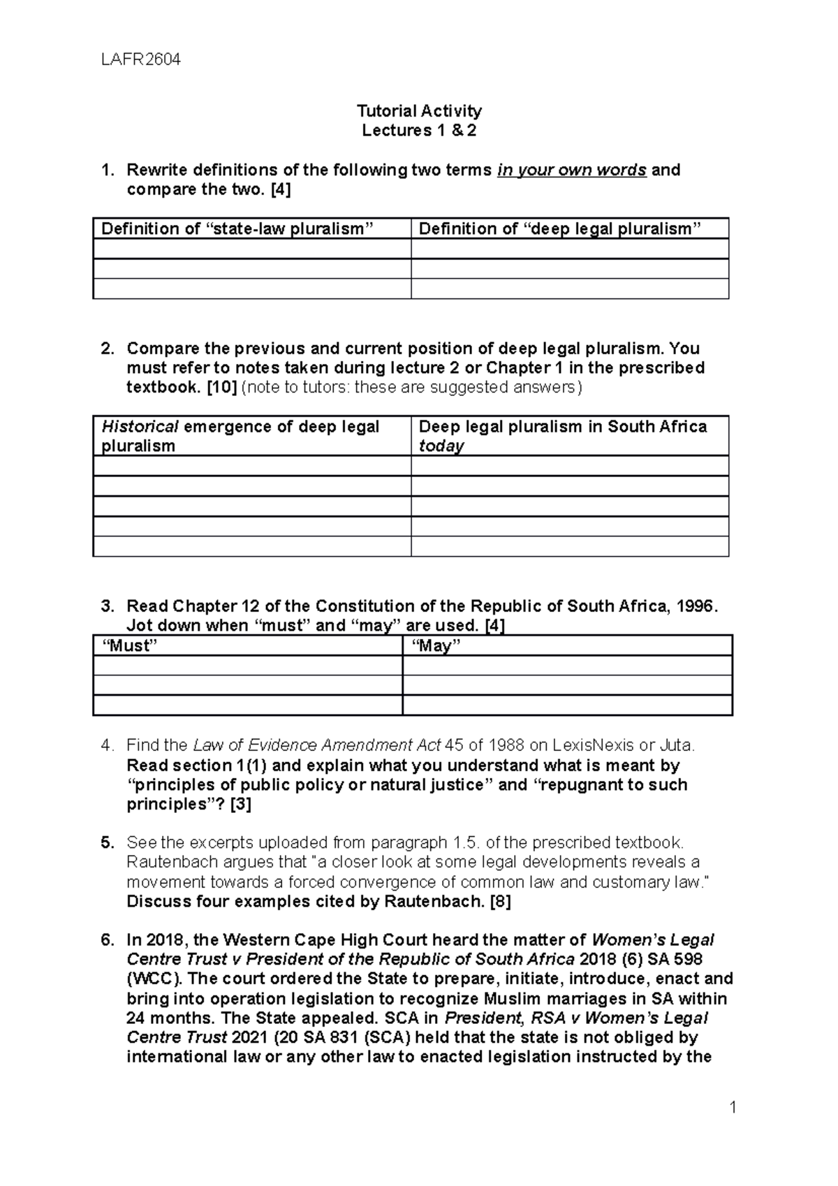 Tutorial Activity Lecture 1 And 2 Bb Version Lafr Tutorial Activity Lectures 1 And 2 Rewrite