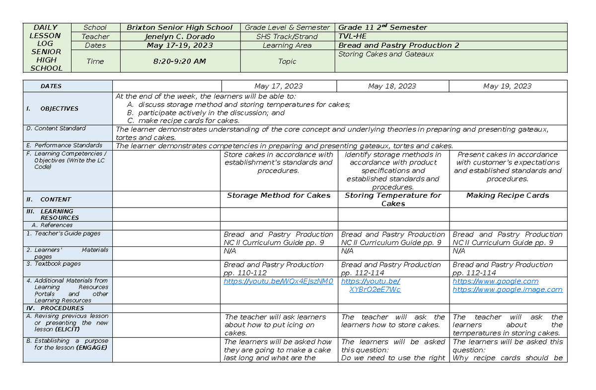Dll-with-reflection-1-BPP 2 - DAILY LESSON LOG SENIOR HIGH SCHOOL ...