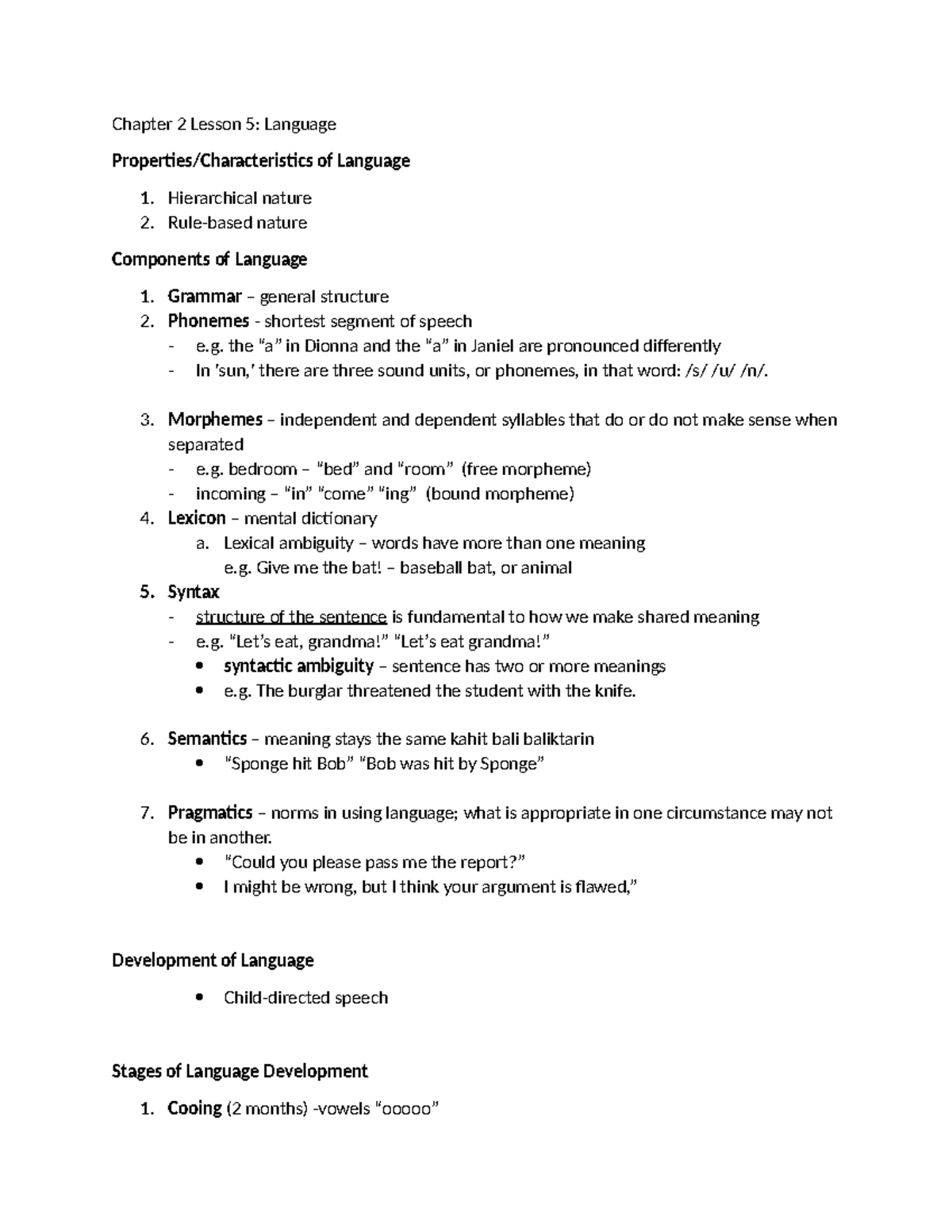 Language - Chapter 2 Lesson 5: Language Properties/Characteristics of ...
