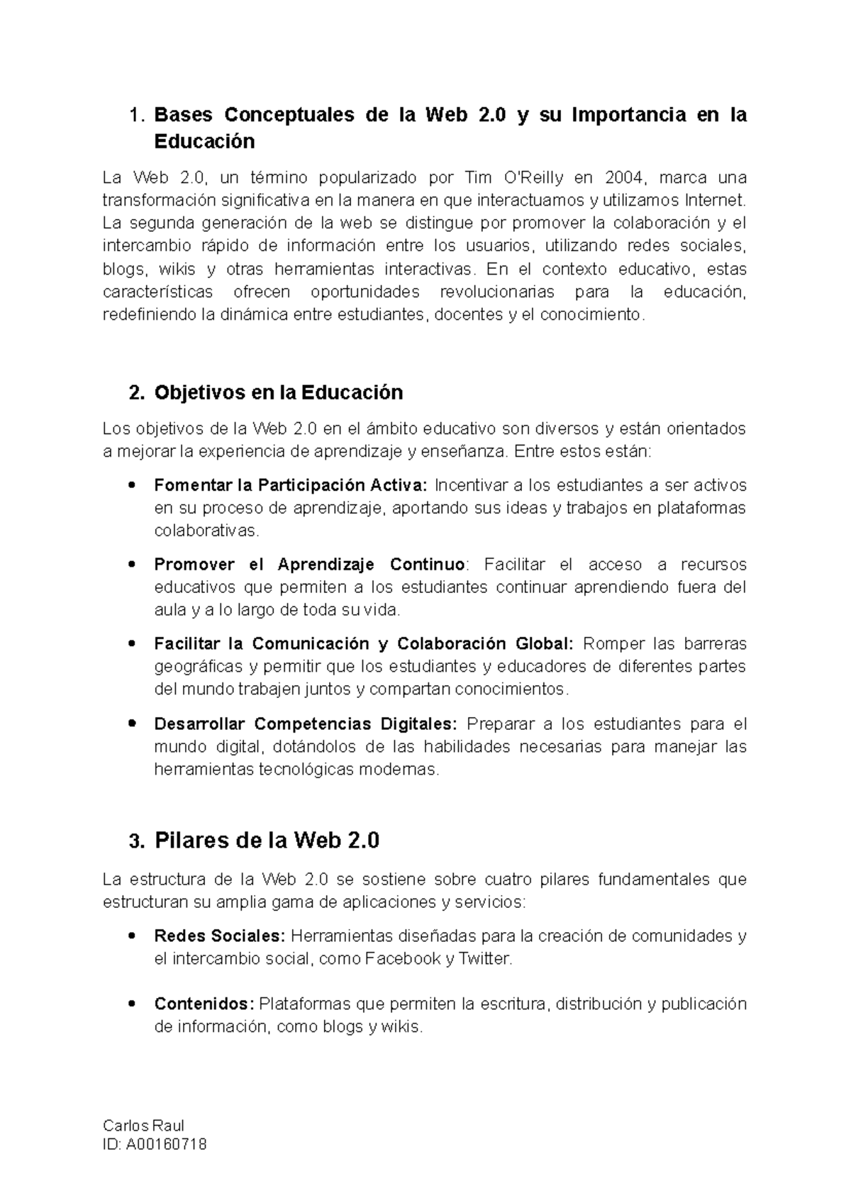 Unidad 5 Primera Tarea - ingles - 1. Bases Conceptuales de la Web 2 y su Importancia en la ...