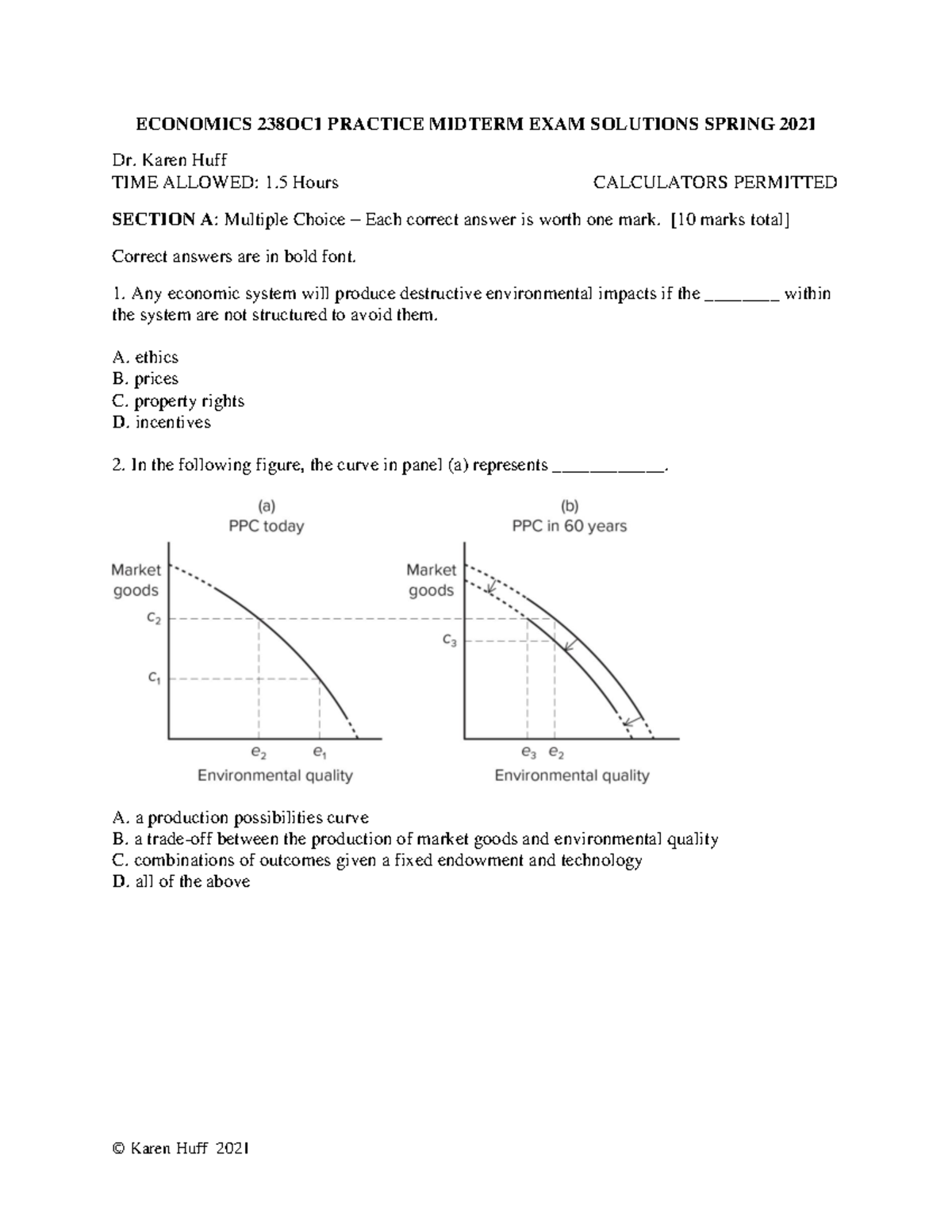 EC238 Spring 2021 Practice Midterm Solutions - EC238 - WLU - Studocu