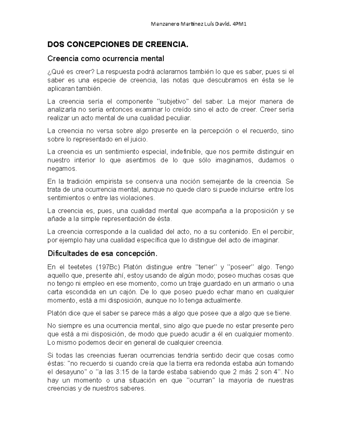 Dos concepciones de creencia - DOS CONCEPCIONES DE CREENCIA. Creencia ...