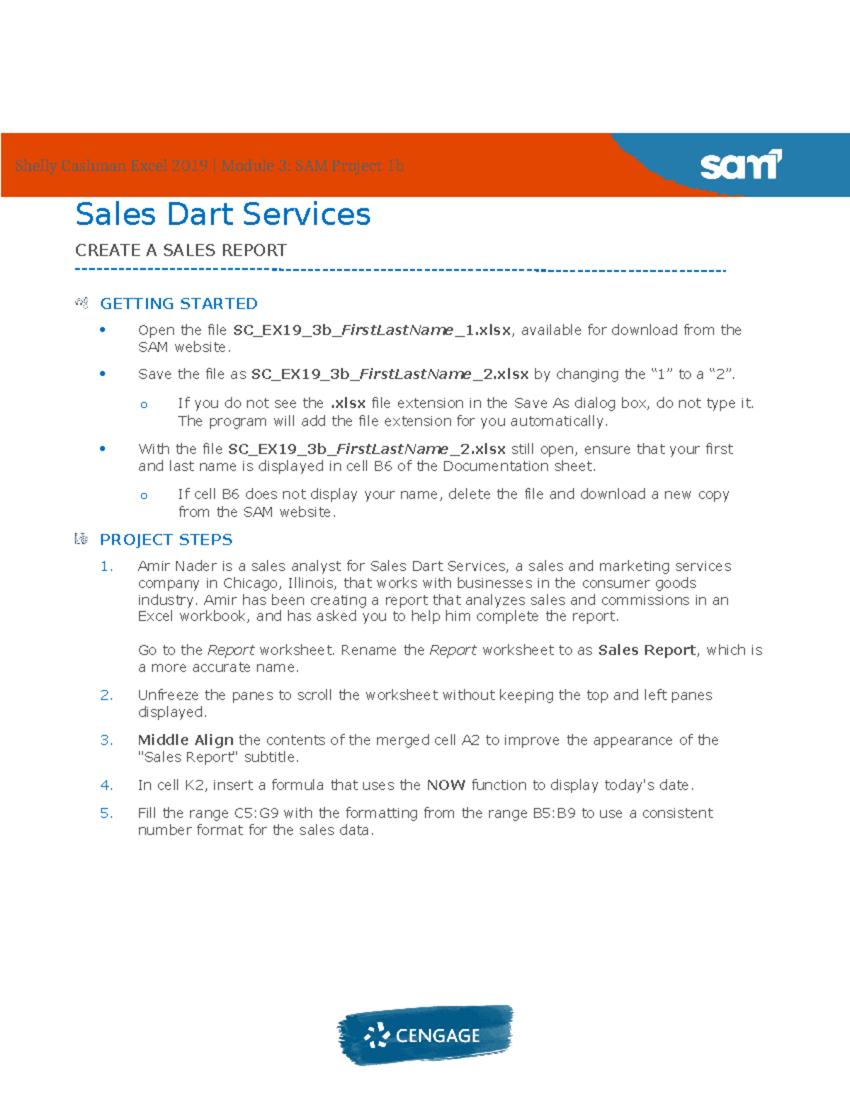 Instructions SC EX19 3b 1 - Sales Dart Services CREATE A SALES REPORT ...