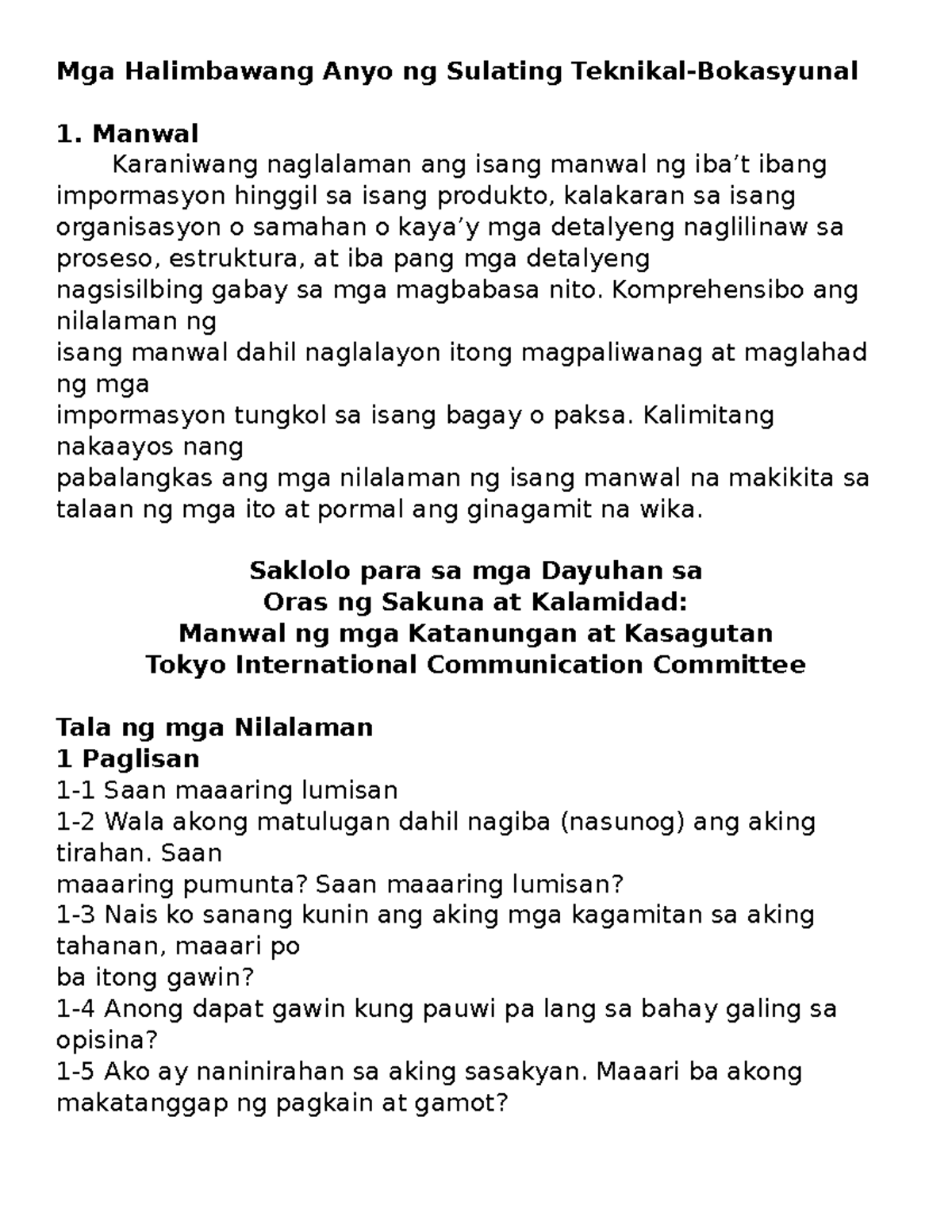 Grade 12 TVL - quiz - Mga Halimbawang Anyo ng Sulating Teknikal ...