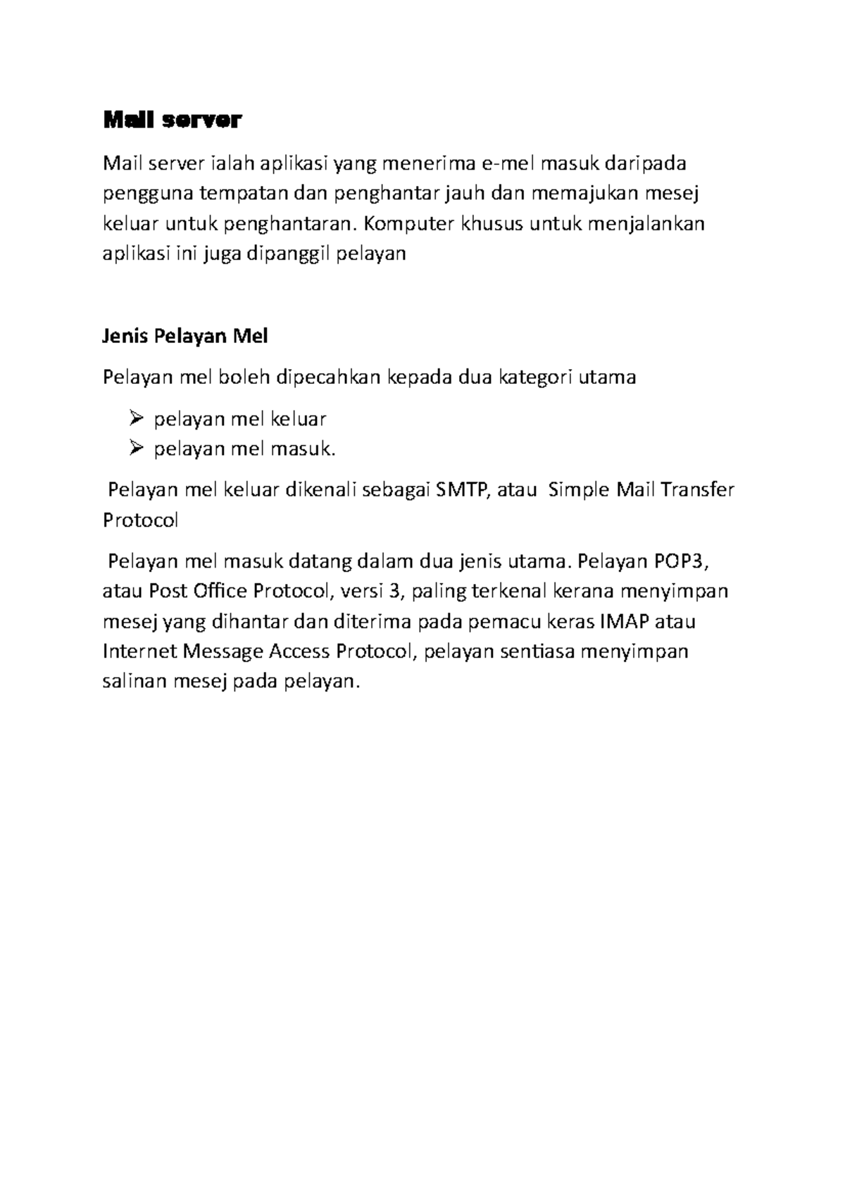 Mail server - lol - Mail server Mail server ialah aplikasi yang ...