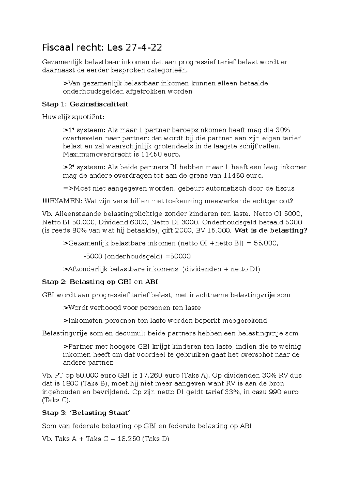 Fiscaal recht Les 27-4-22 - Fiscaal recht: Les 27-4- Gezamenlijk ...