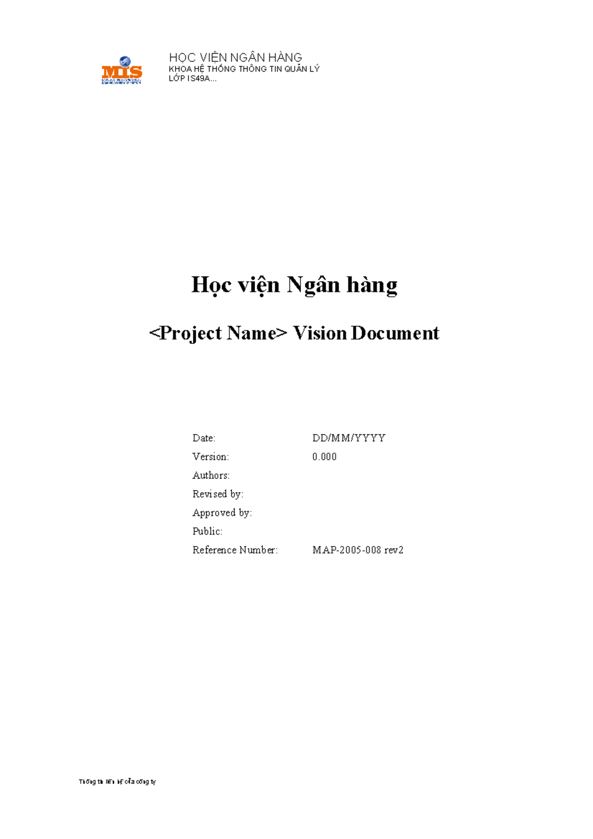 1. Project Vision Document - PVD template - Thông tin liên hệ của công ...