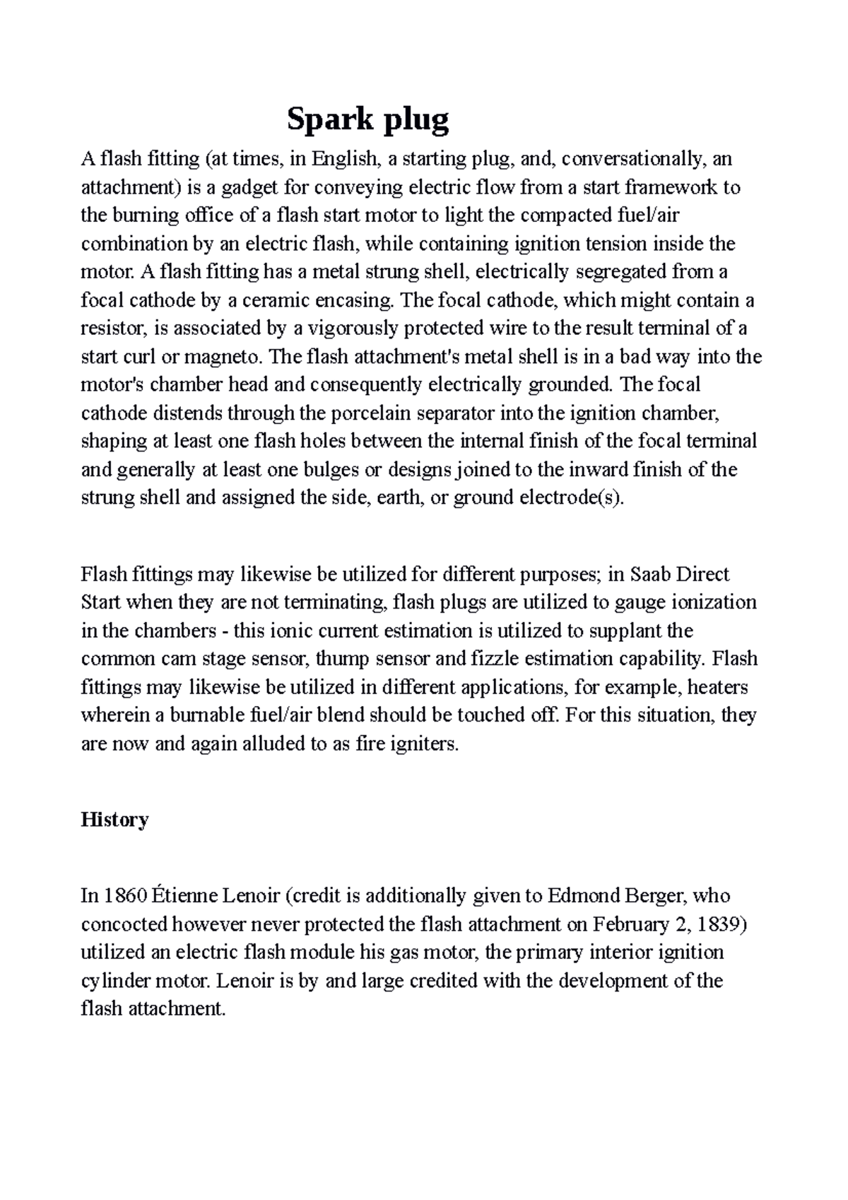 Spark plug - Ifha - Spark plug A flash fitting (at times, in English, a ...