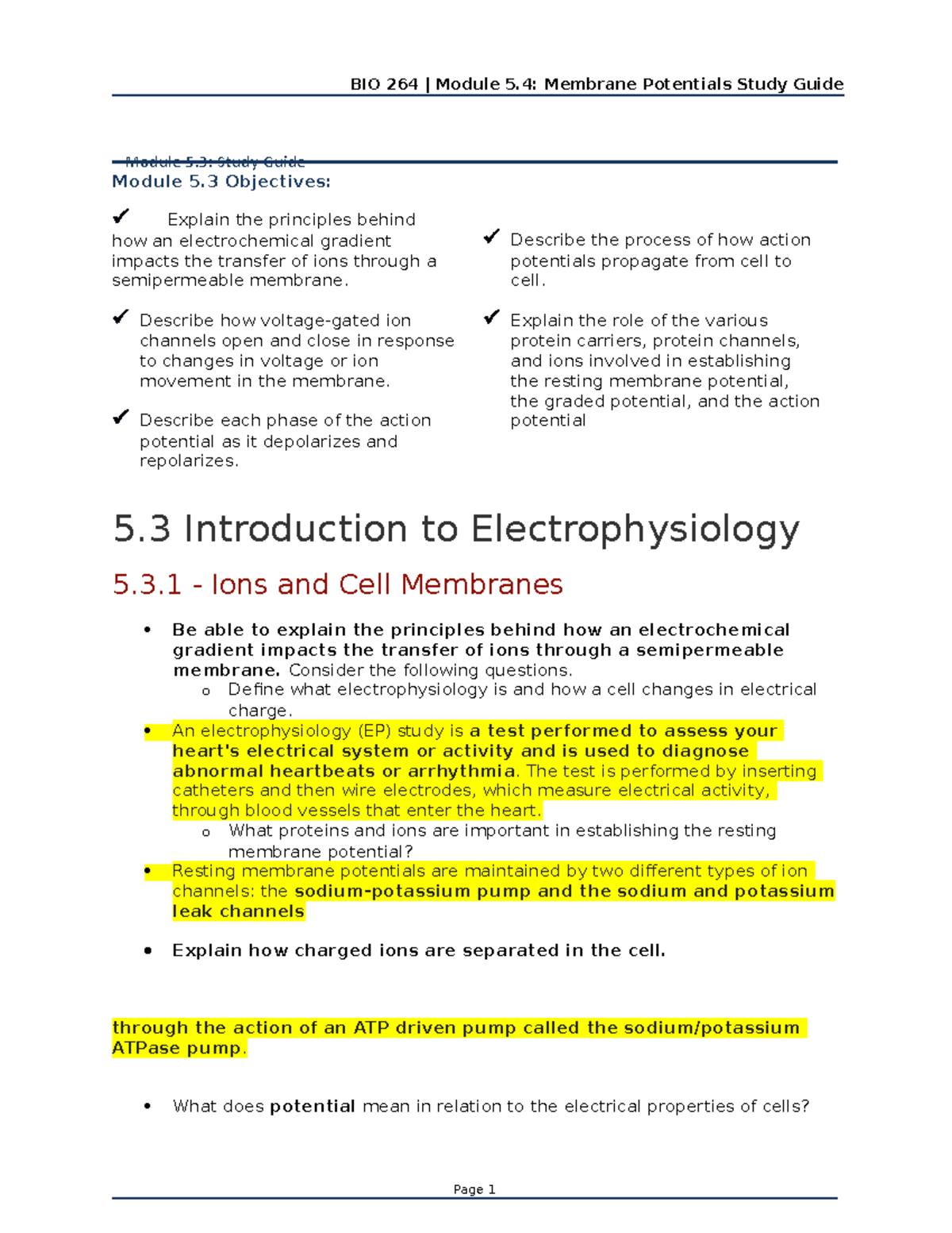 5 - filled in study guide - Module 5 Objectives: Explain the principles ...