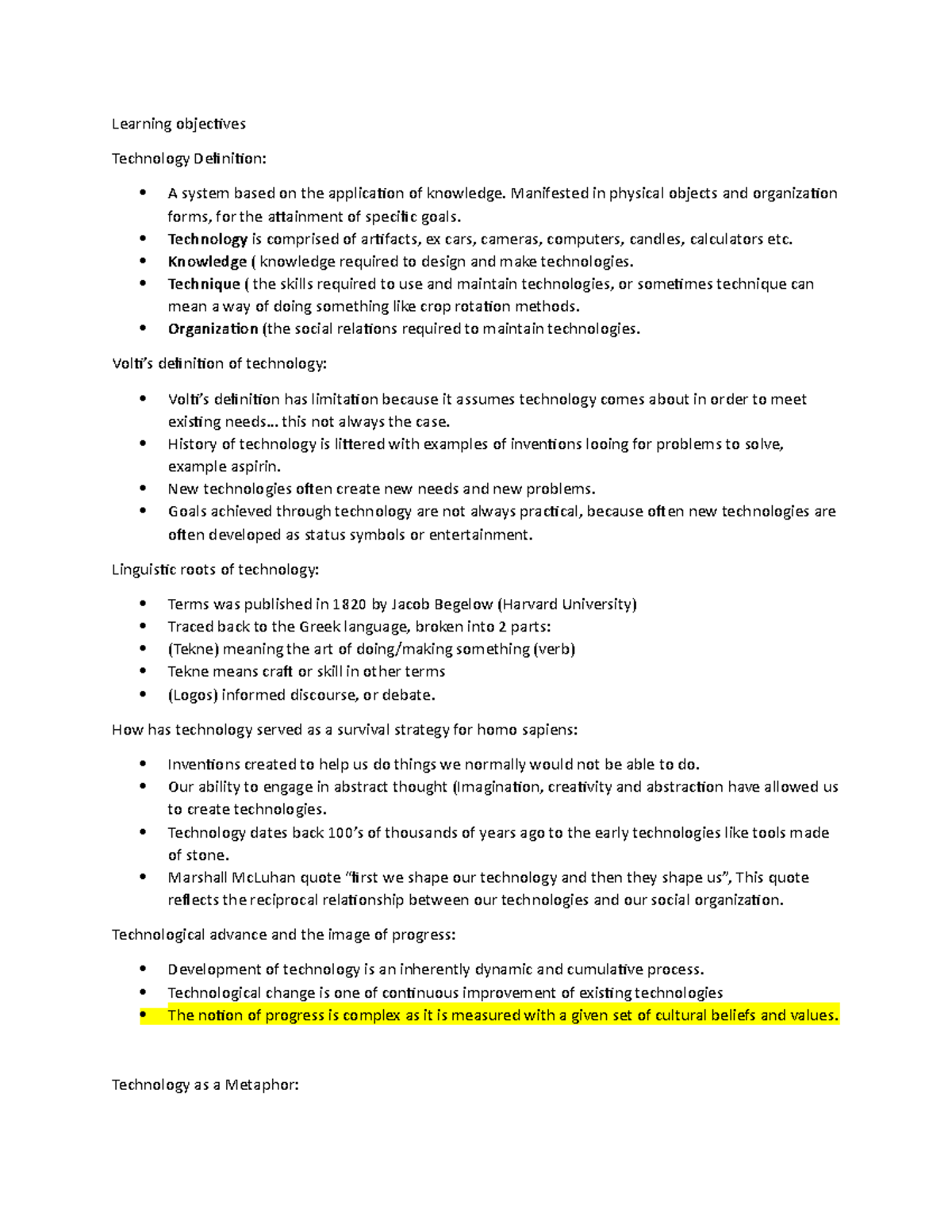 Chapter 1 summary notes about technology - Learning objectives ...