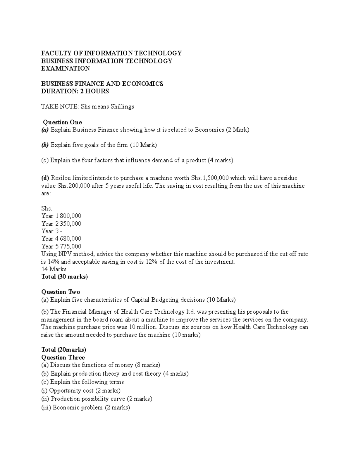 Exam 8 December 2016, questions - FACULTY OF INFORMATION TECHNOLOGY ...