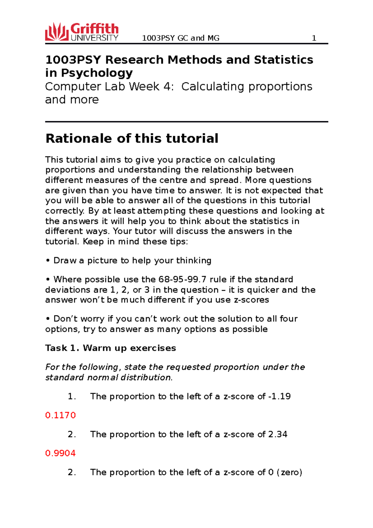 Worksheet Week 4 Computer Lab 2019 NEW - 1003PSY Research Methods and ...