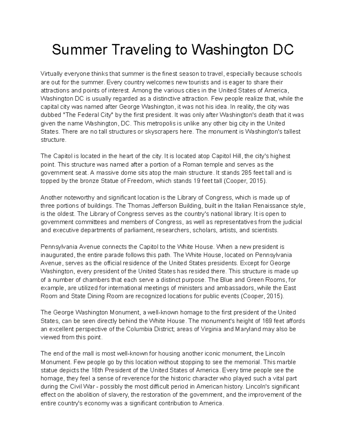 Summer Traveling to Washington DC - Summer Traveling to Washington DC ...