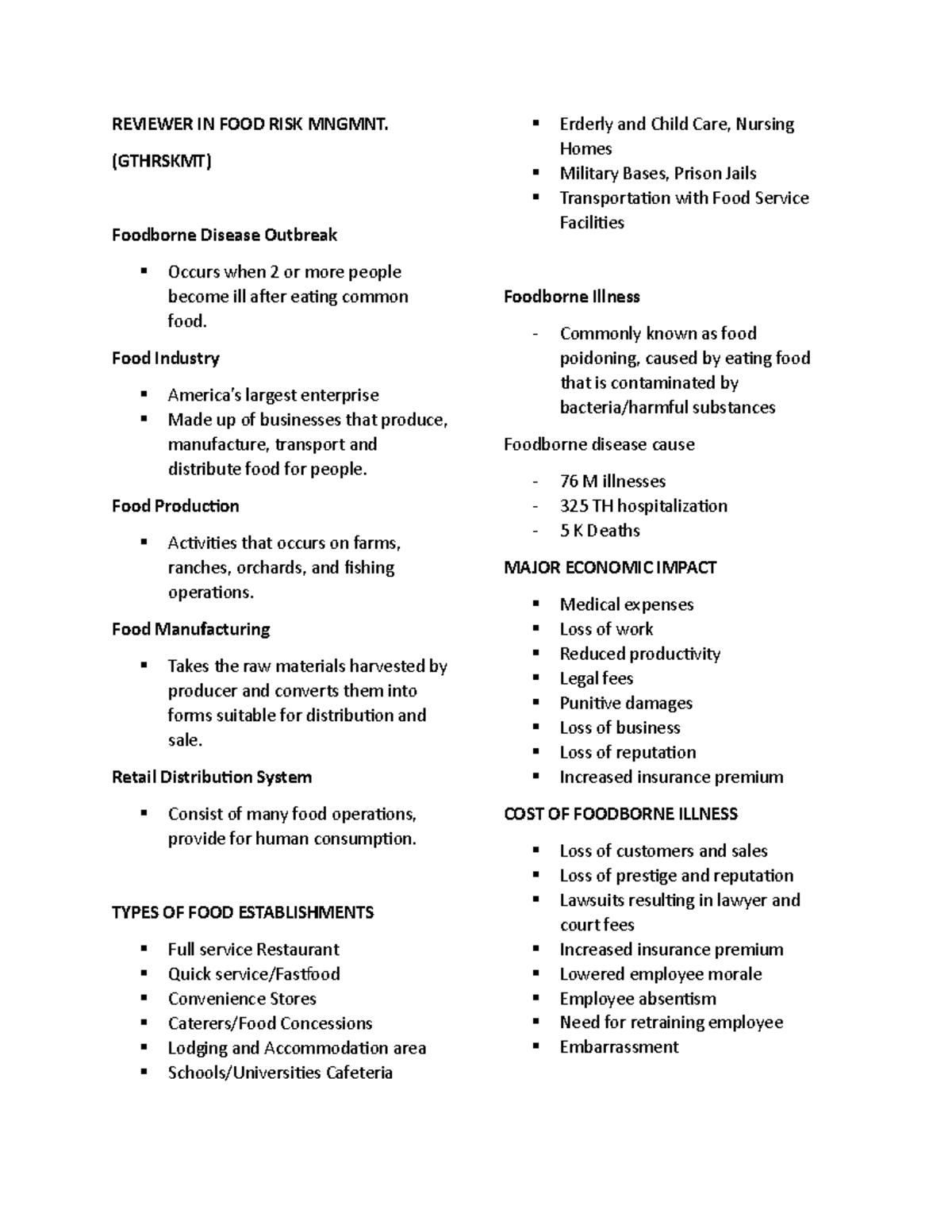 Reviewer IN FOOD RISK Management - REVIEWER IN FOOD RISK MNGMNT ...