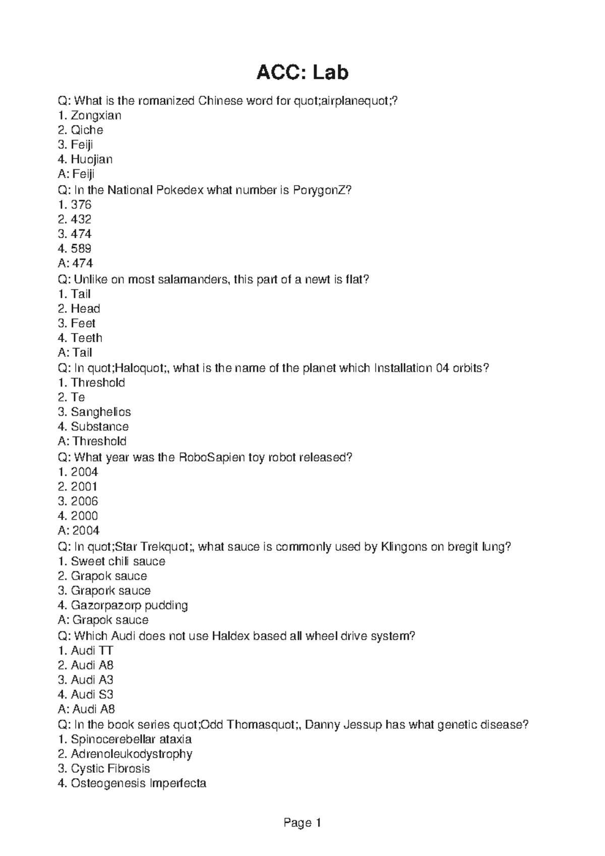 ACC257 Summary 4 - ACC: Lab Q: What is the romanized Chinese word for ...