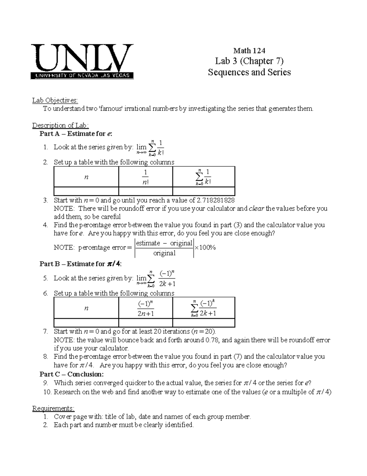 Lab03 math 124 2010 - Math 124 Lab 3 (Chapter 7) Sequences and Series ...