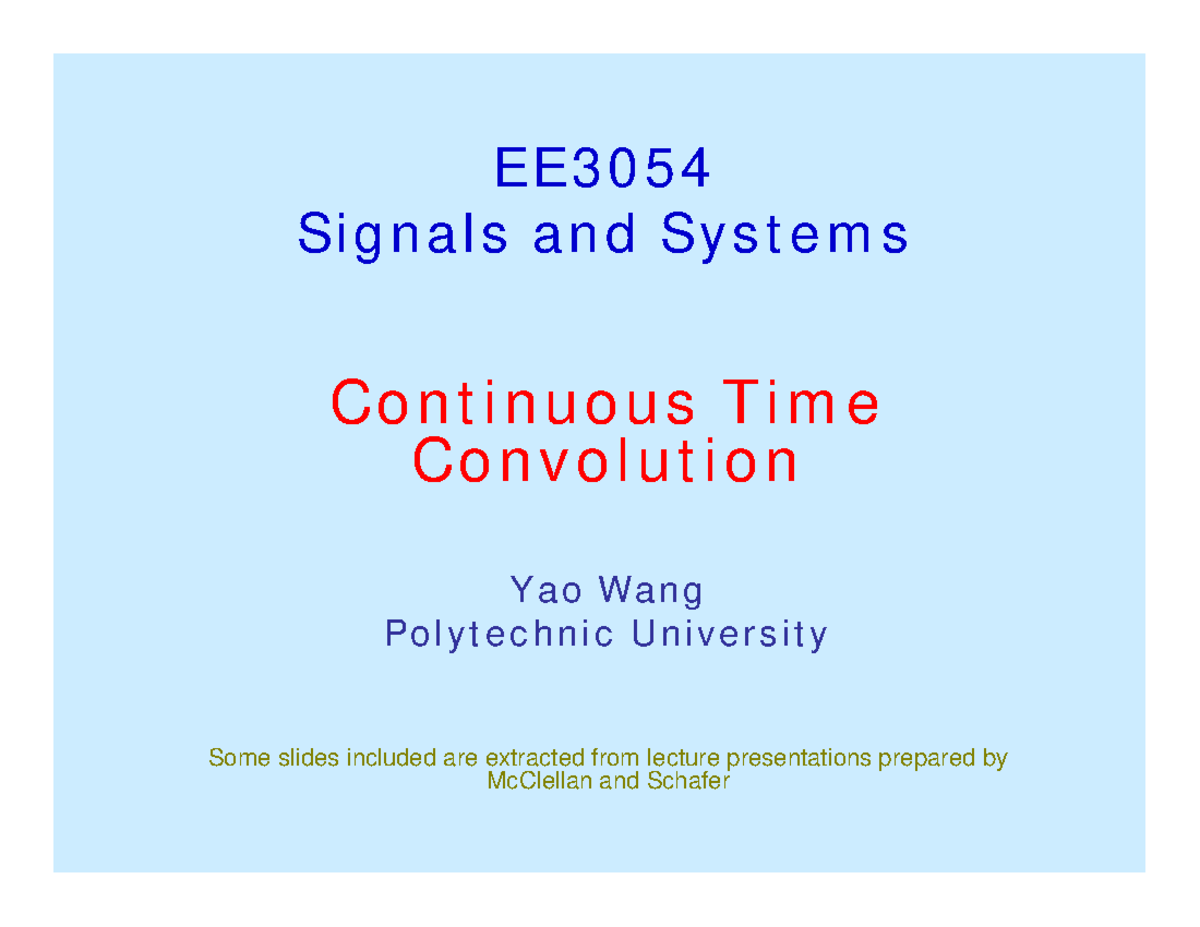 Clas test question - EE Signals and Systems Continuous Time Convolution ...