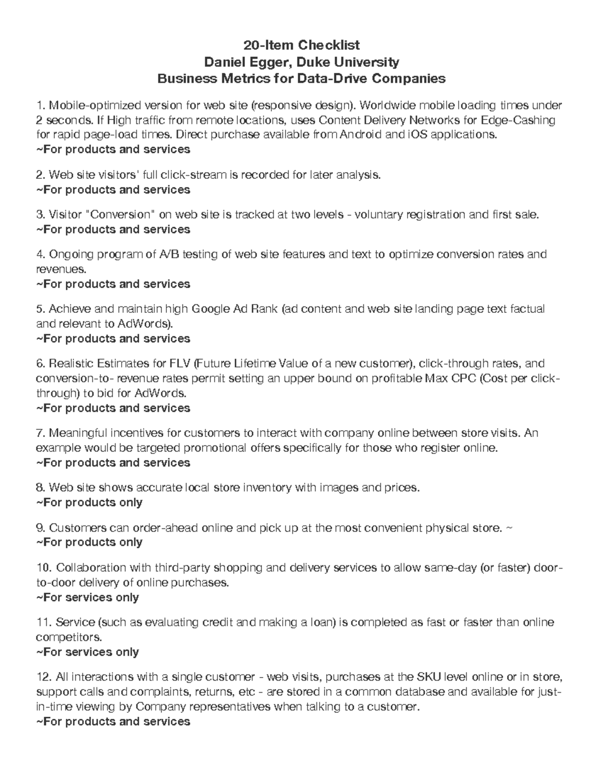 20itemchecklist - ITem checklist and answers - 20-Item Checklist Daniel ...