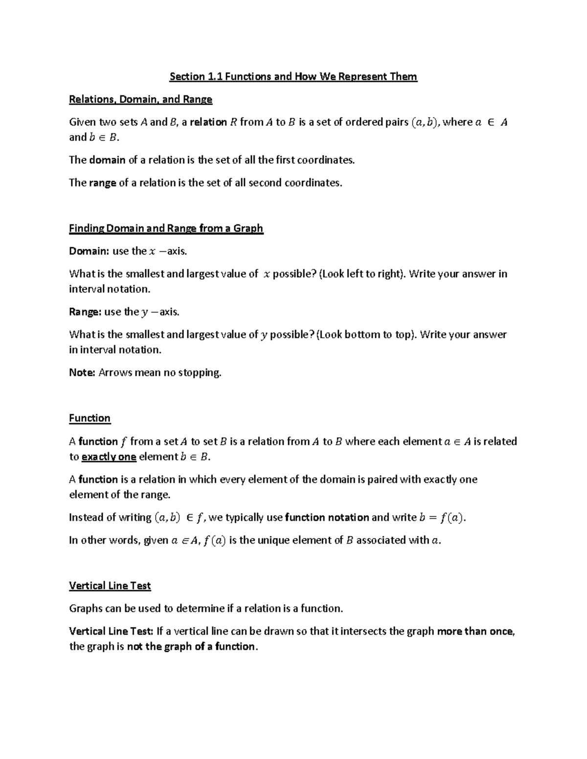 Section 1.1 Functions and how we represent them - Section 1 Functions ...