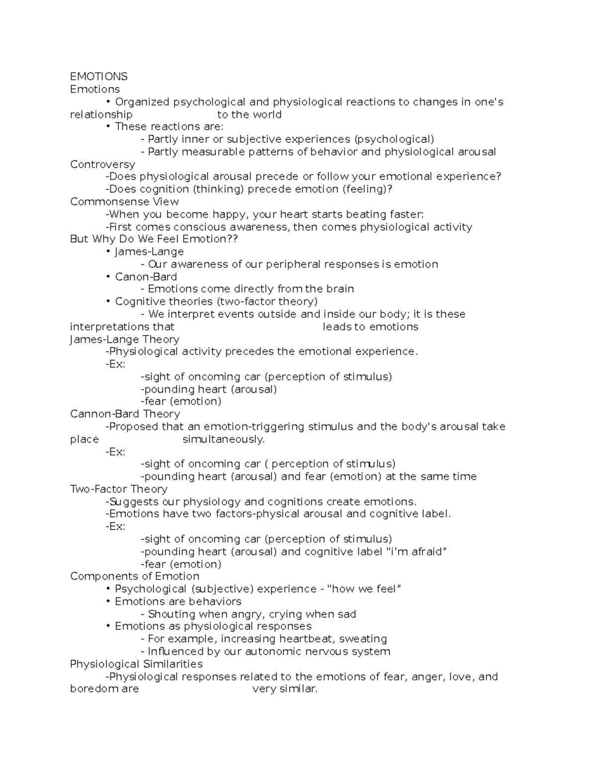 Emotions - These are notes on motivation. - EMOTIONS Emotions ...