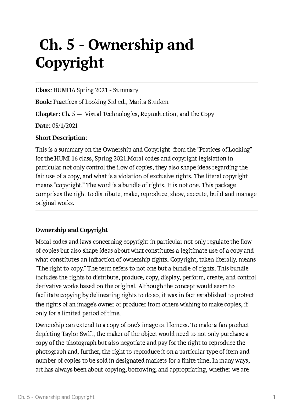 Ch. 5 - Ownership and Copyright - Ch. 5 - Ownership and Copyright 1 Ch ...