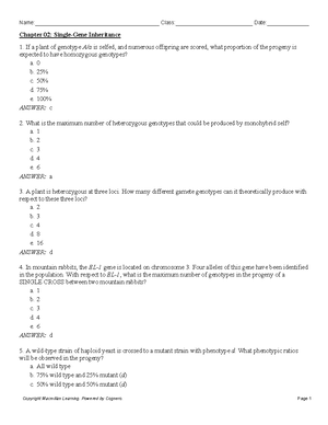 Genetics Exam 1 Study Guide - Genetics Exam 1 Study Guide CHAPTER 1 1 ...