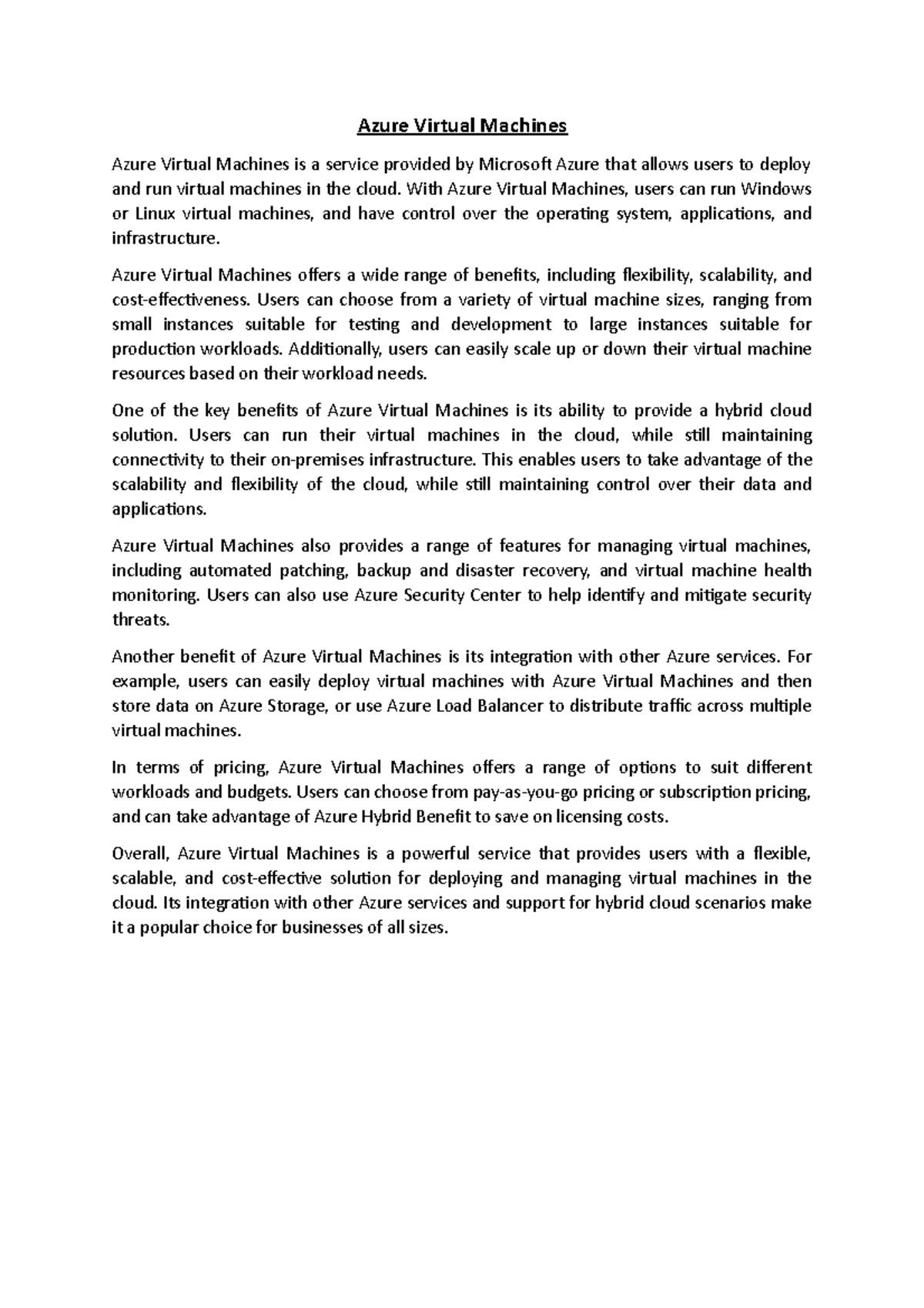 Azure Virtual Machines Azure Virtual Machines Azure Virtual Machines Is A Service Provided By