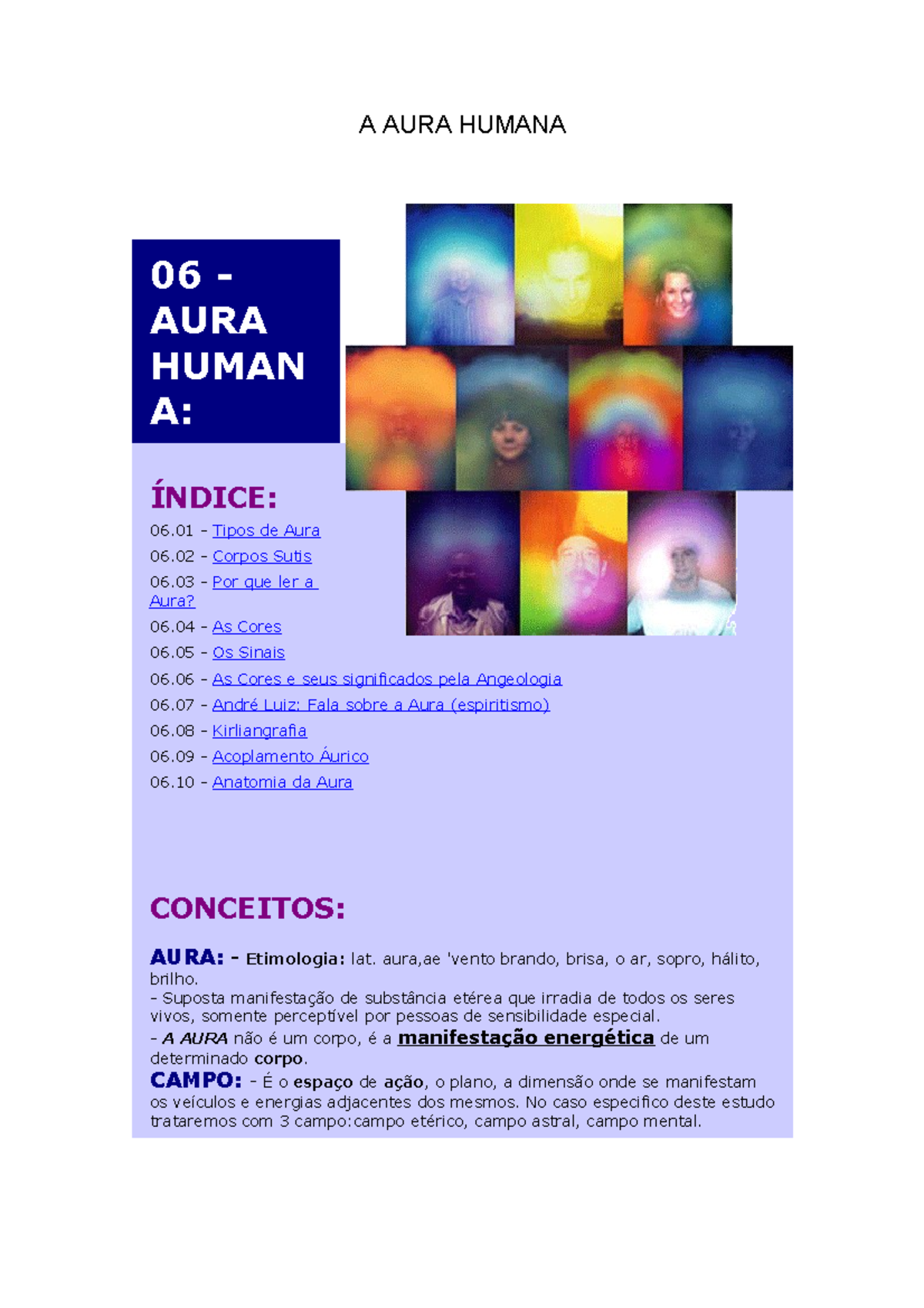 A aura humana - Resumo Terapia holísticas - A AURA HUMANA 06 - AURA ...