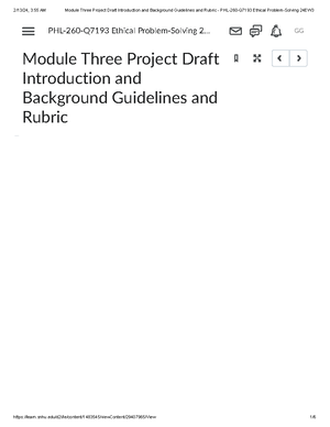 Module Five Project Draft Options and Recommendation Guidelines and Rubric - PHL-260-Q7193 ...