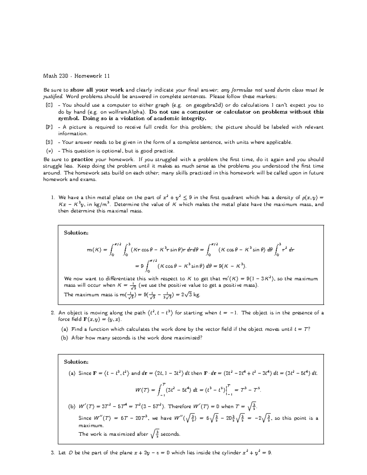 230 HW 11 sols - homework 11 solution - Math 230 - Homework 11 Be sure ...