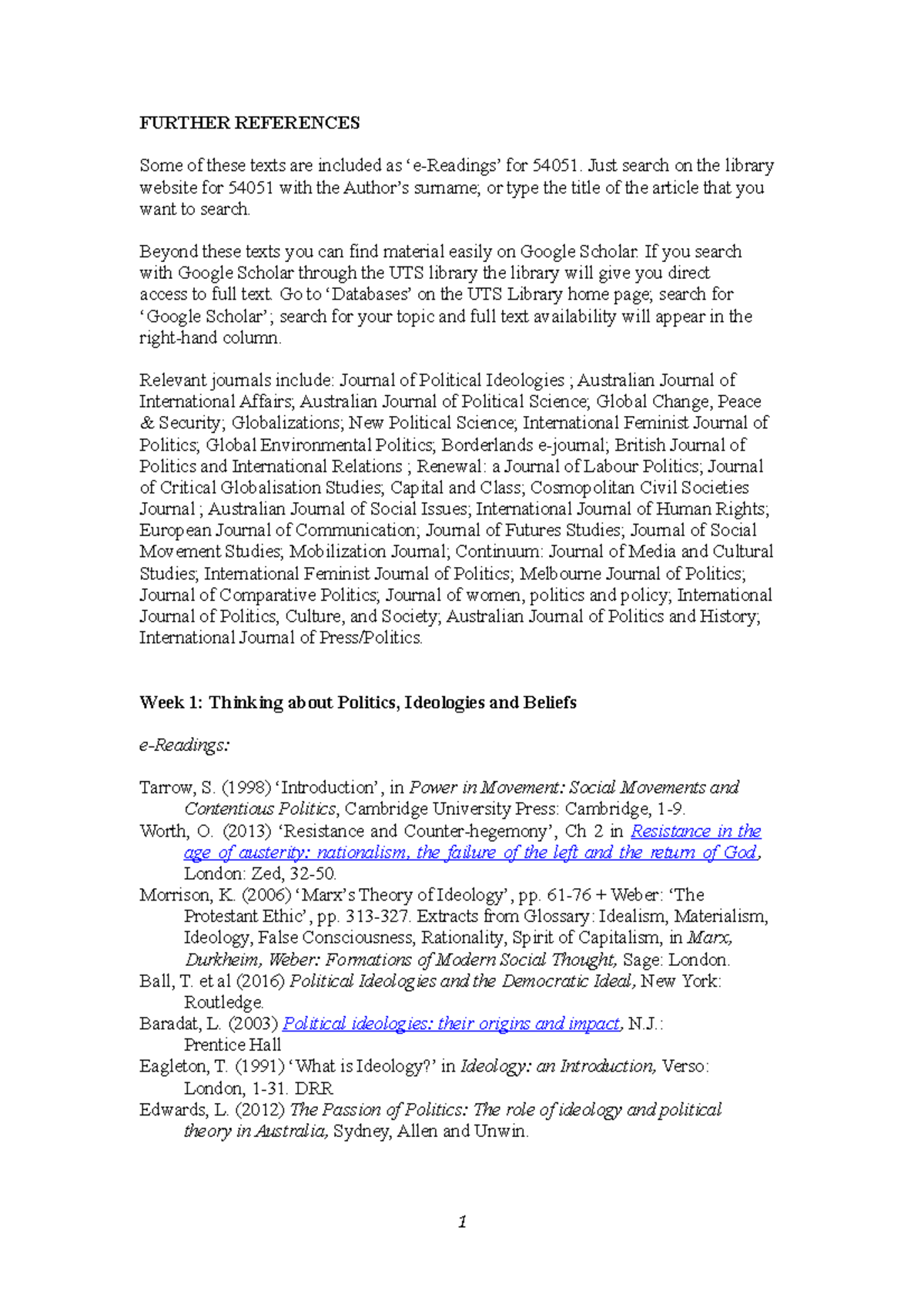 2020 Further readings for the entire subject - 54051 - Studocu