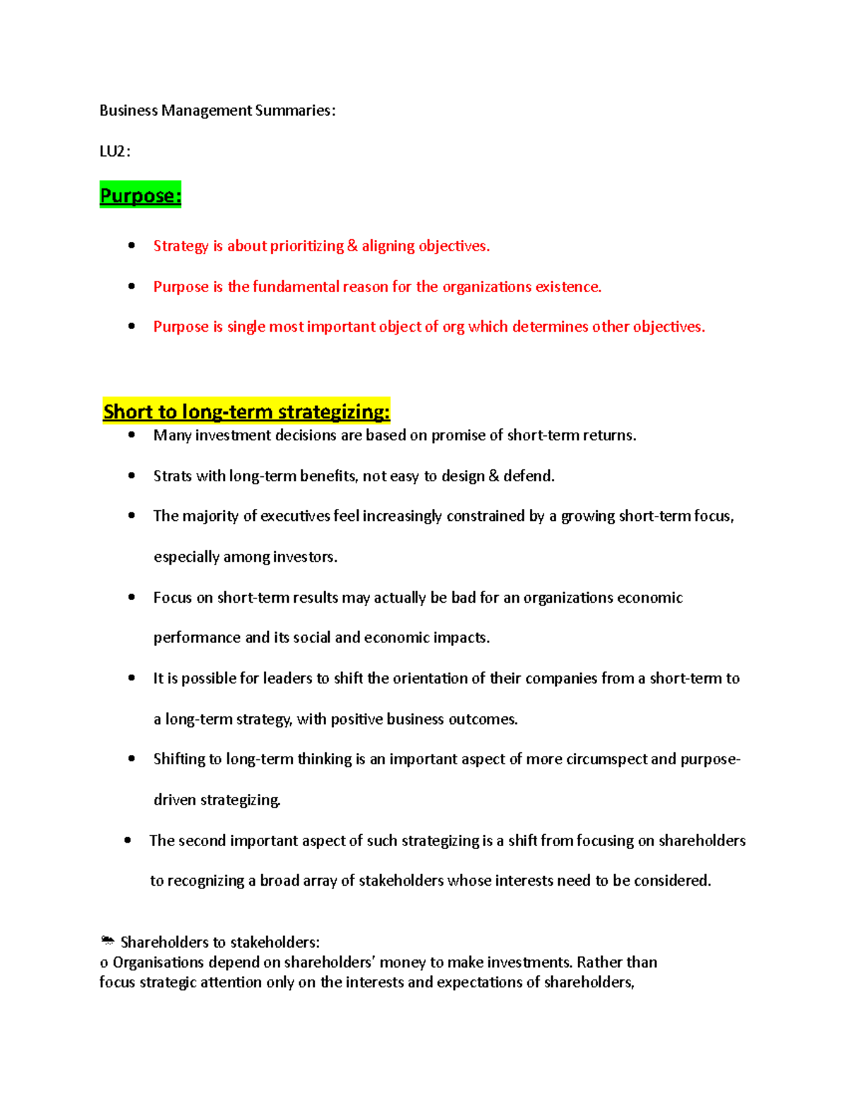 Business Management 3A Summaries - Business Management Summaries: LU2 ...