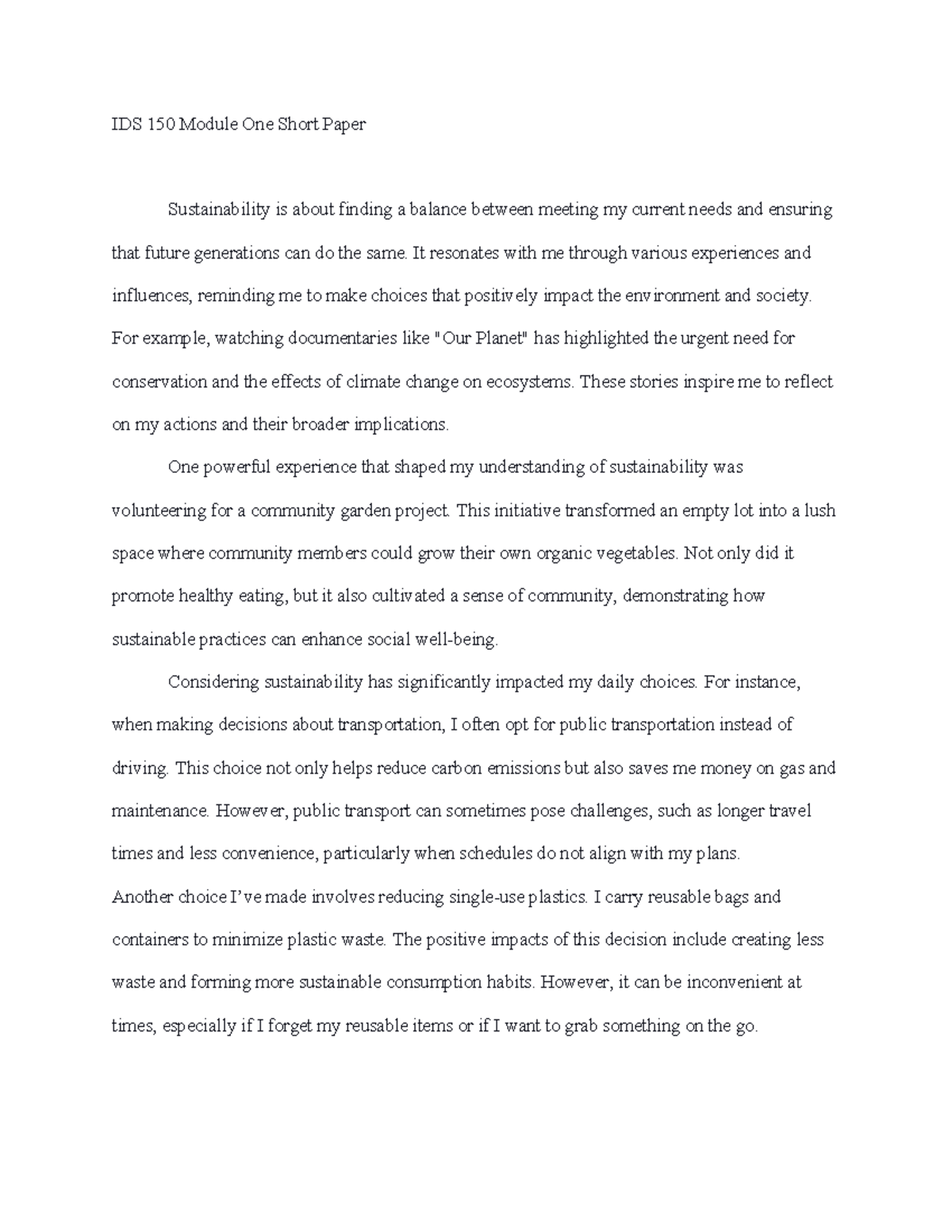 IDS 150 Module One Short Paper - IDS 150 Module One Short Paper ...