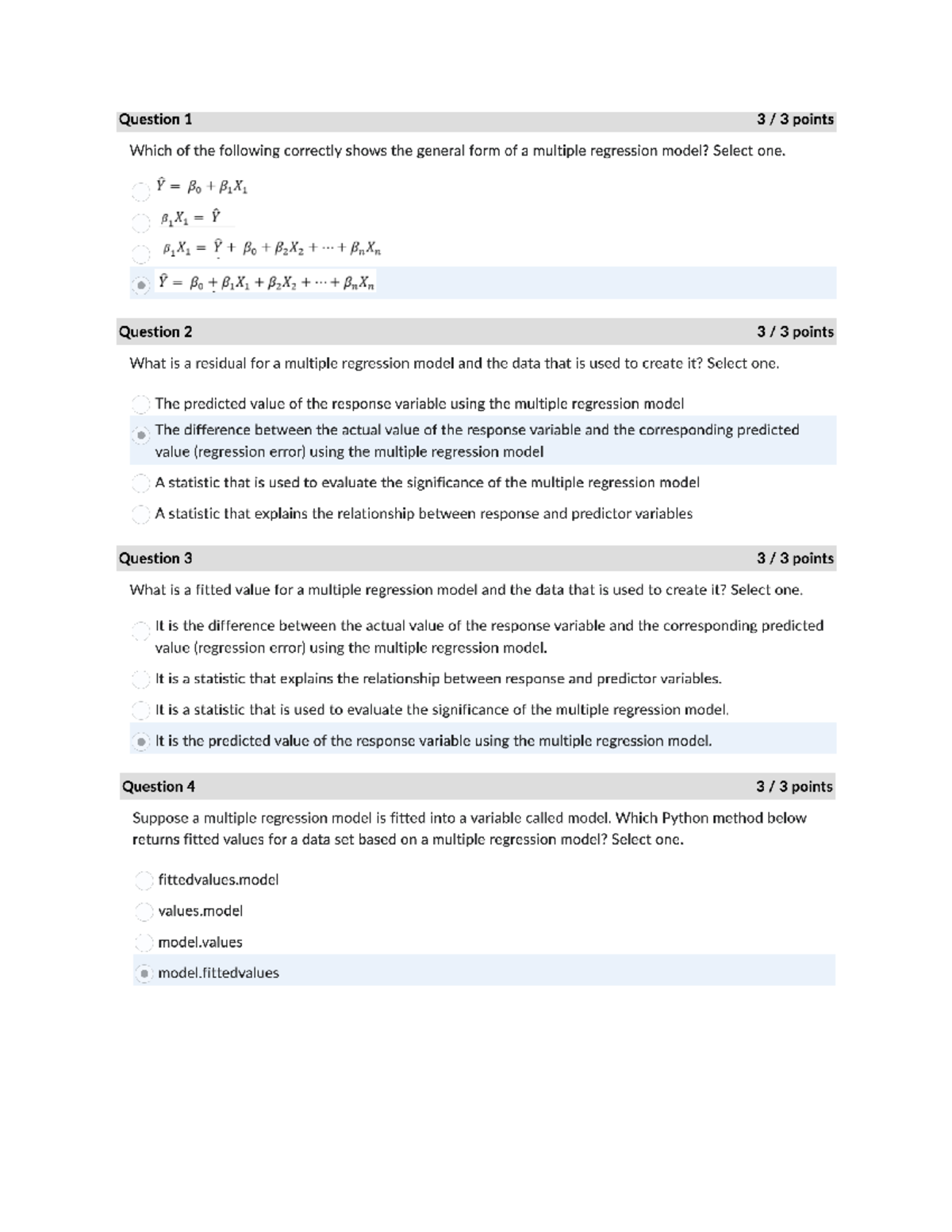 MAT 243 Module 6 QUIZ - Question 1 3 points Which of the following correctly shows the general ...