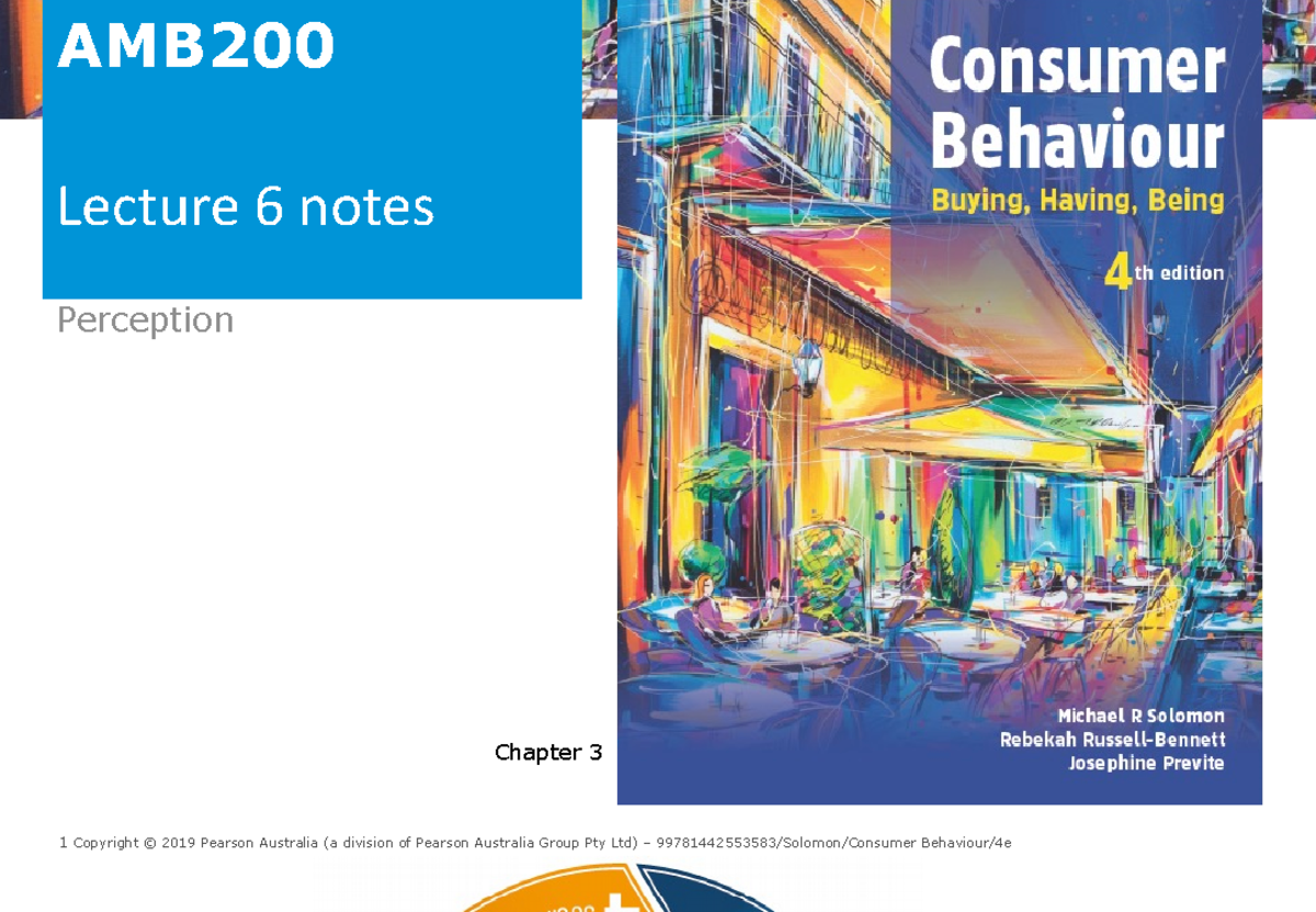 L6 notes - Perception Chapter 3 AMB Lecture 6 notes Lecture Objectives ...