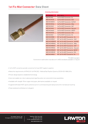 Medical Fittings Data Sheet - Medical Gas Fittings Degreased copper end ...