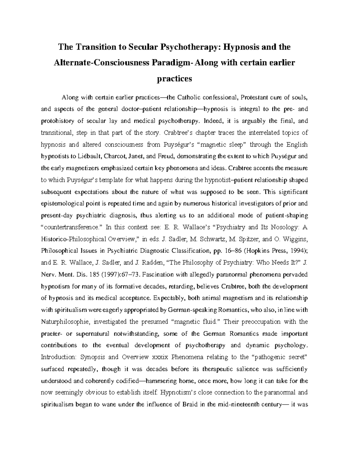 The Transition to Secular Psychotherapy- Hypnosis and the Alternate ...