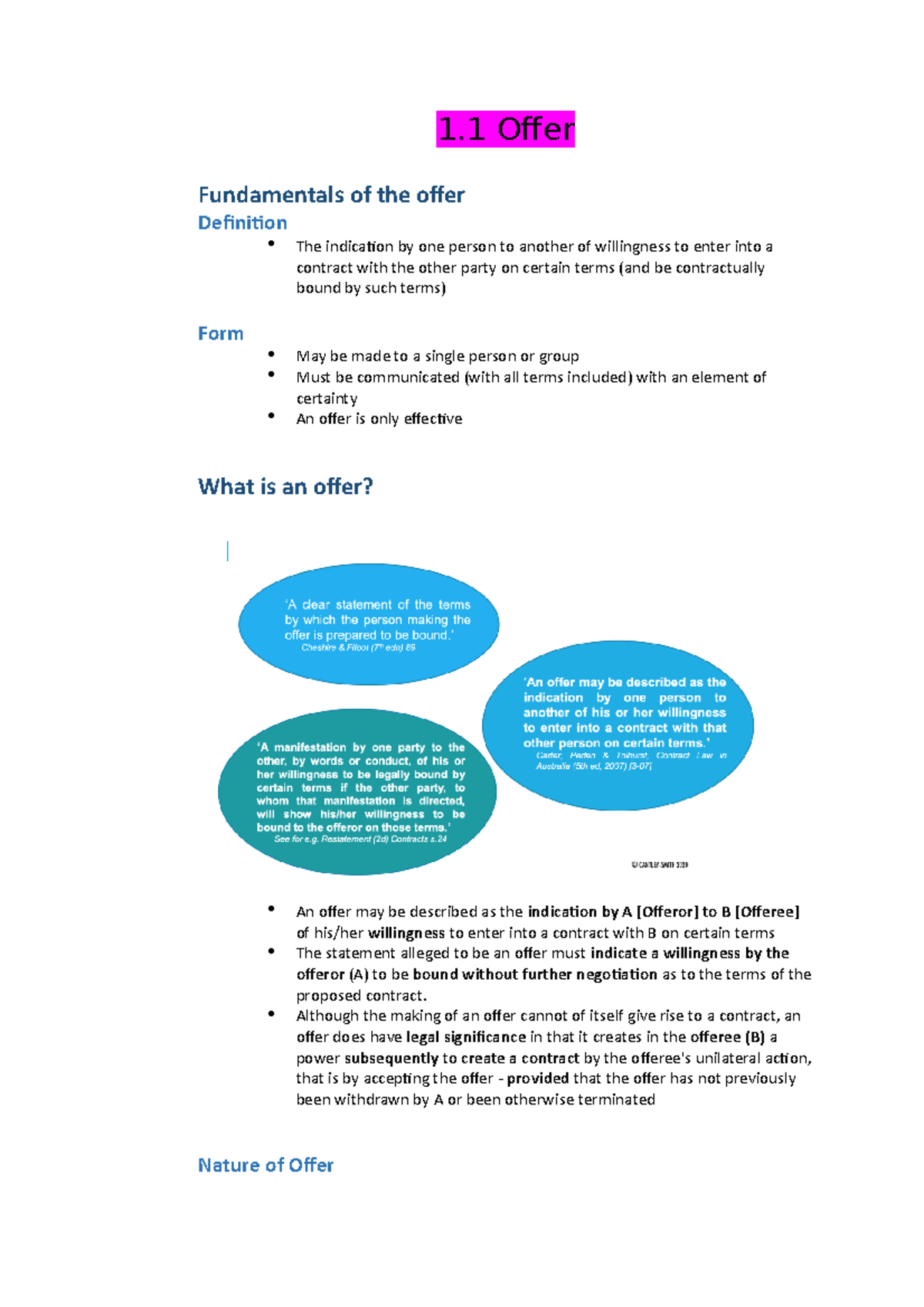 Contracts 1 Offer/acceptance - 1 Ofer Fundamentals of the ofer Deiniion ...