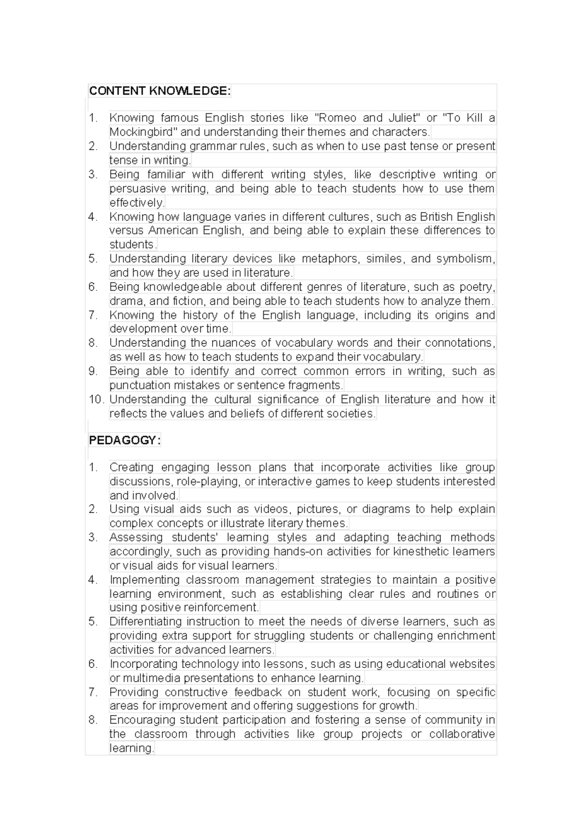 Content Knowledge - CONTENT KNOWLEDGE: Knowing famous English stories ...