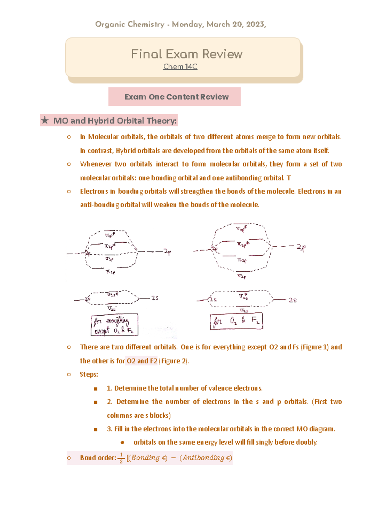 Final Exam Notes - Practice - Organic Chemistry - Monday, March 20 ...