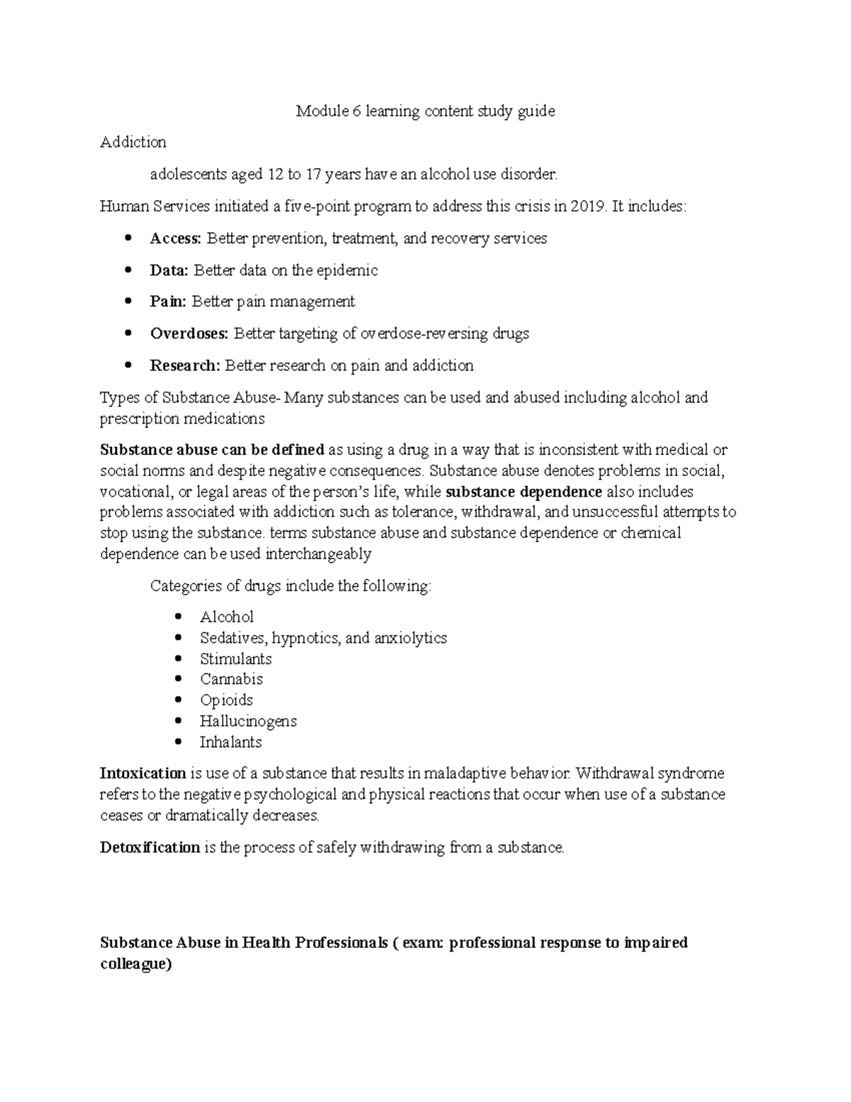 Module 6mental health study guide - Module 6 learning content study ...