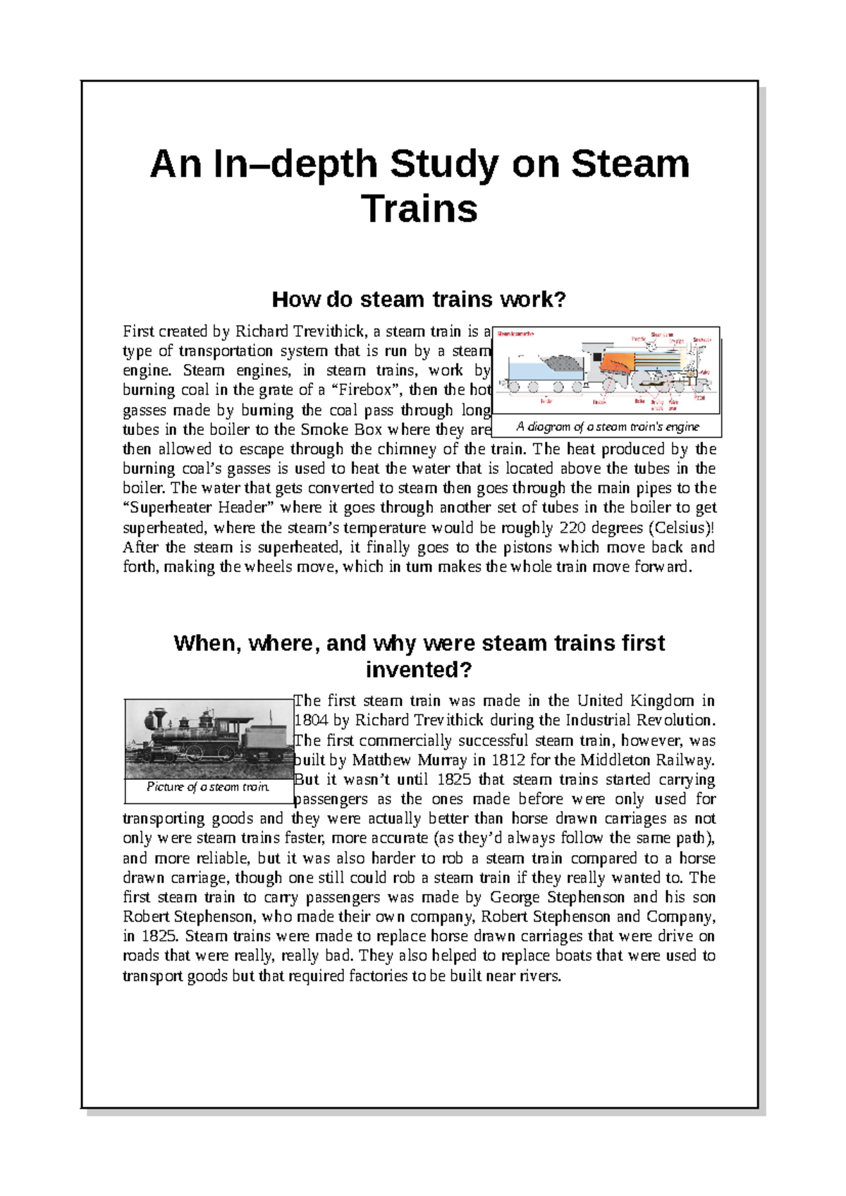 An in-depth study on steam trains - An In–depth Study on Steam Trains ...