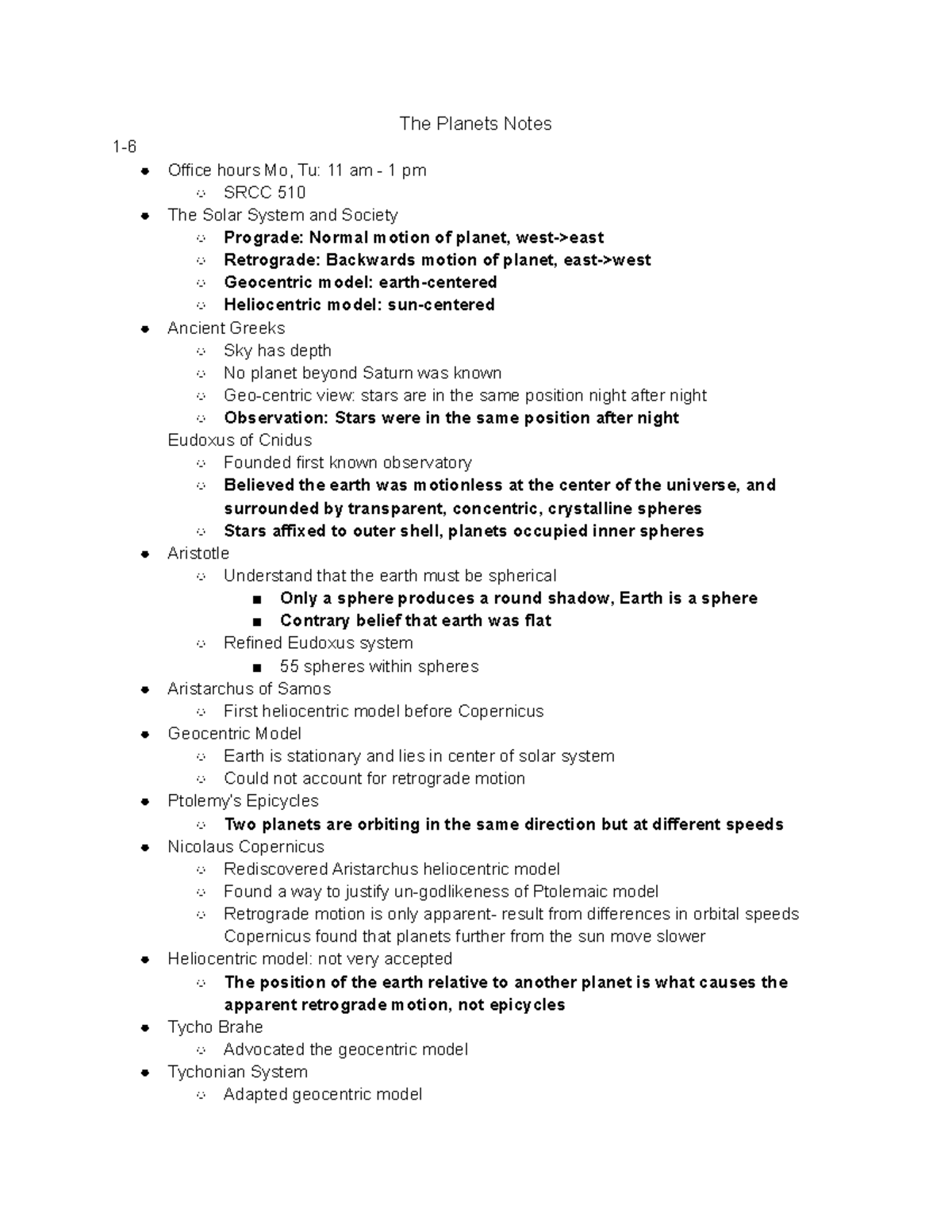 The Planets Notes - The Planets Notes 1- Office hours Mo, Tu: 11 am - 1 ...